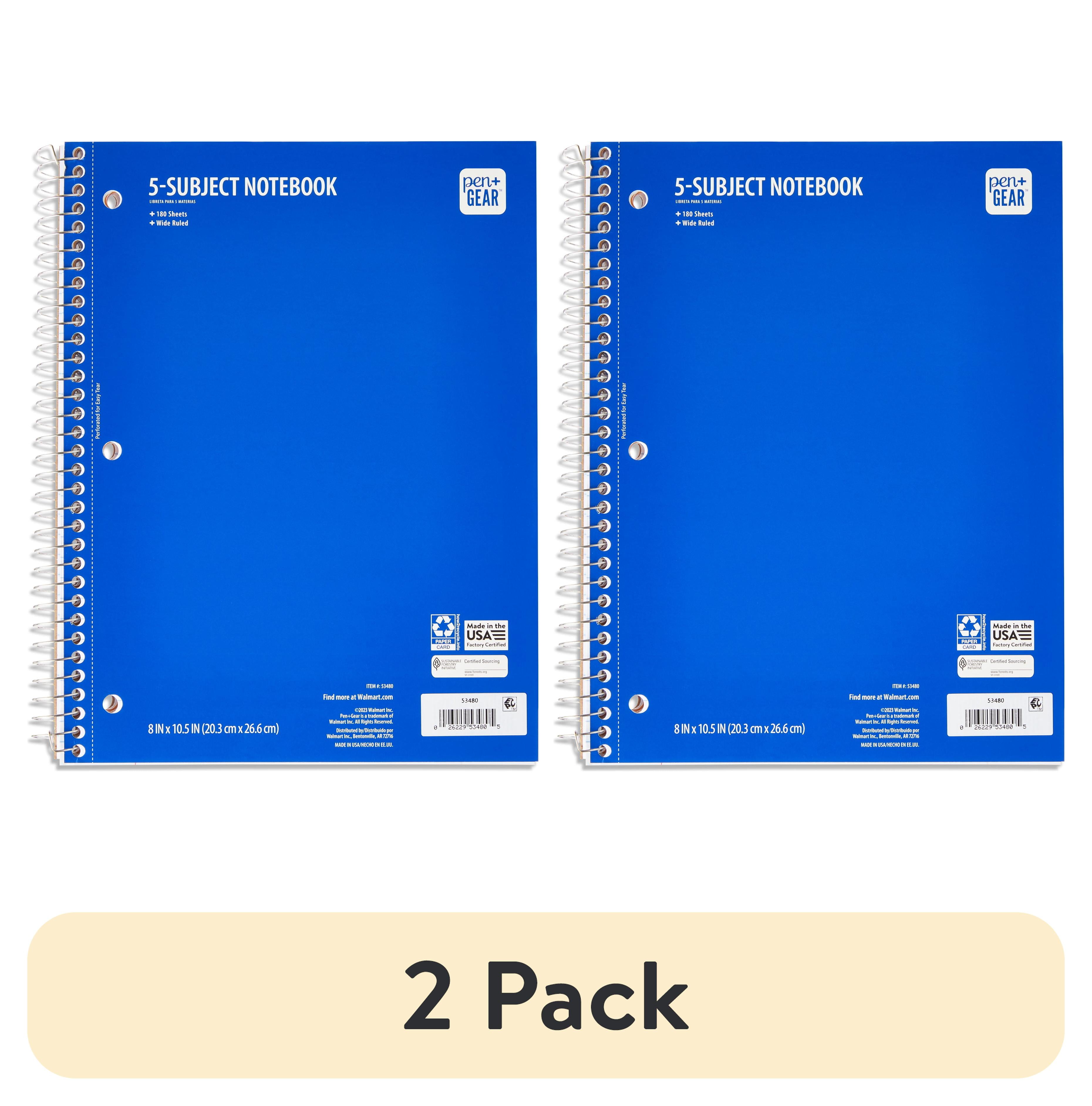 (2 pack) Pen+Gear Wide Ruled 5-Subject Notebook, 8" x 10.5", Blue, 180 ...