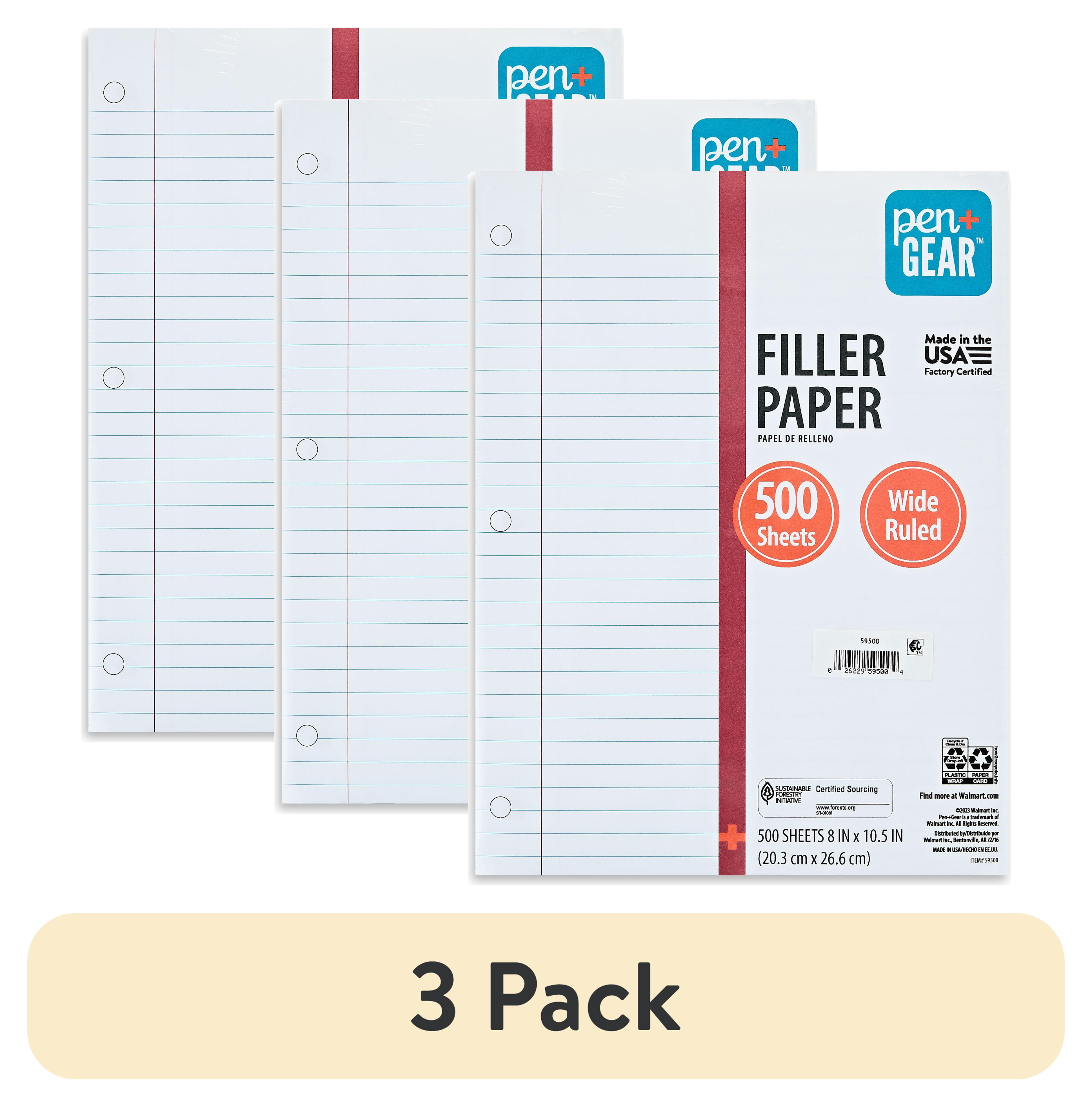 (3 pack) Pen+Gear Wide Ruled 8" x 10.5" Filler Paper, 500 Sheets ...