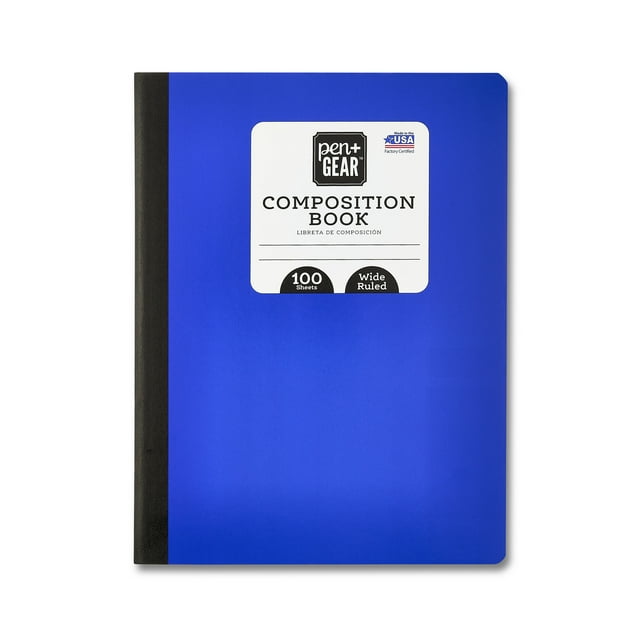 Pen+Gear Wide Ruled Composition Book, 7.5" x 9.75", Blue, 100 Sheets ...