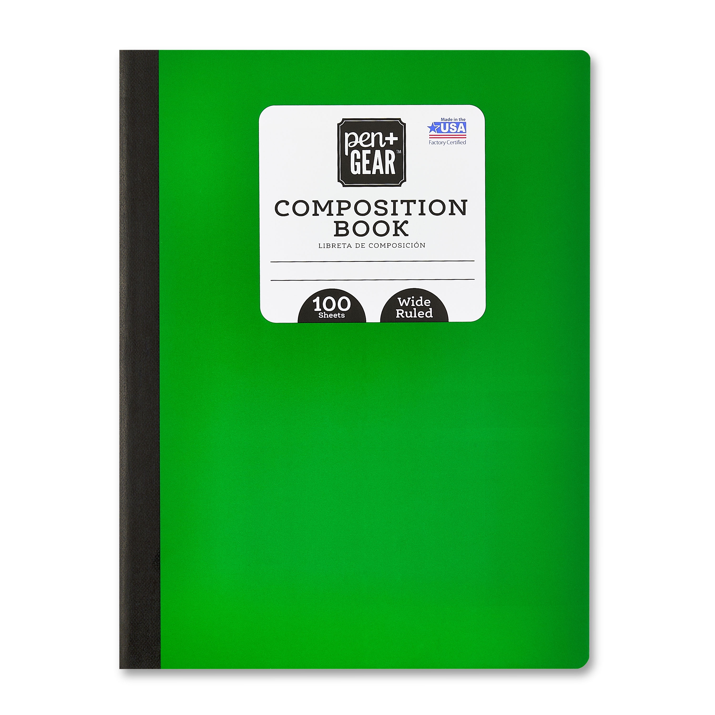 Pen+Gear Wide Ruled Composition Book, 7.5" x 9.75", Green, 100 Sheets ...