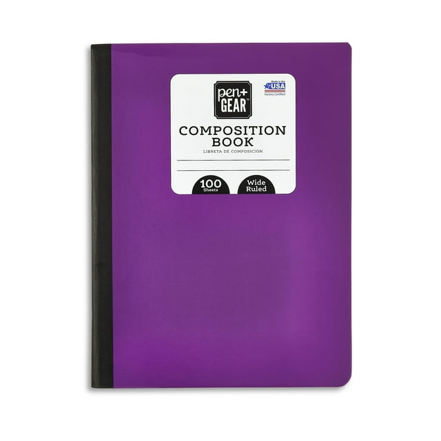 Pen+Gear Wide Ruled Composition Book, 7.5" x 9.75", Purple, 100 Sheets ...