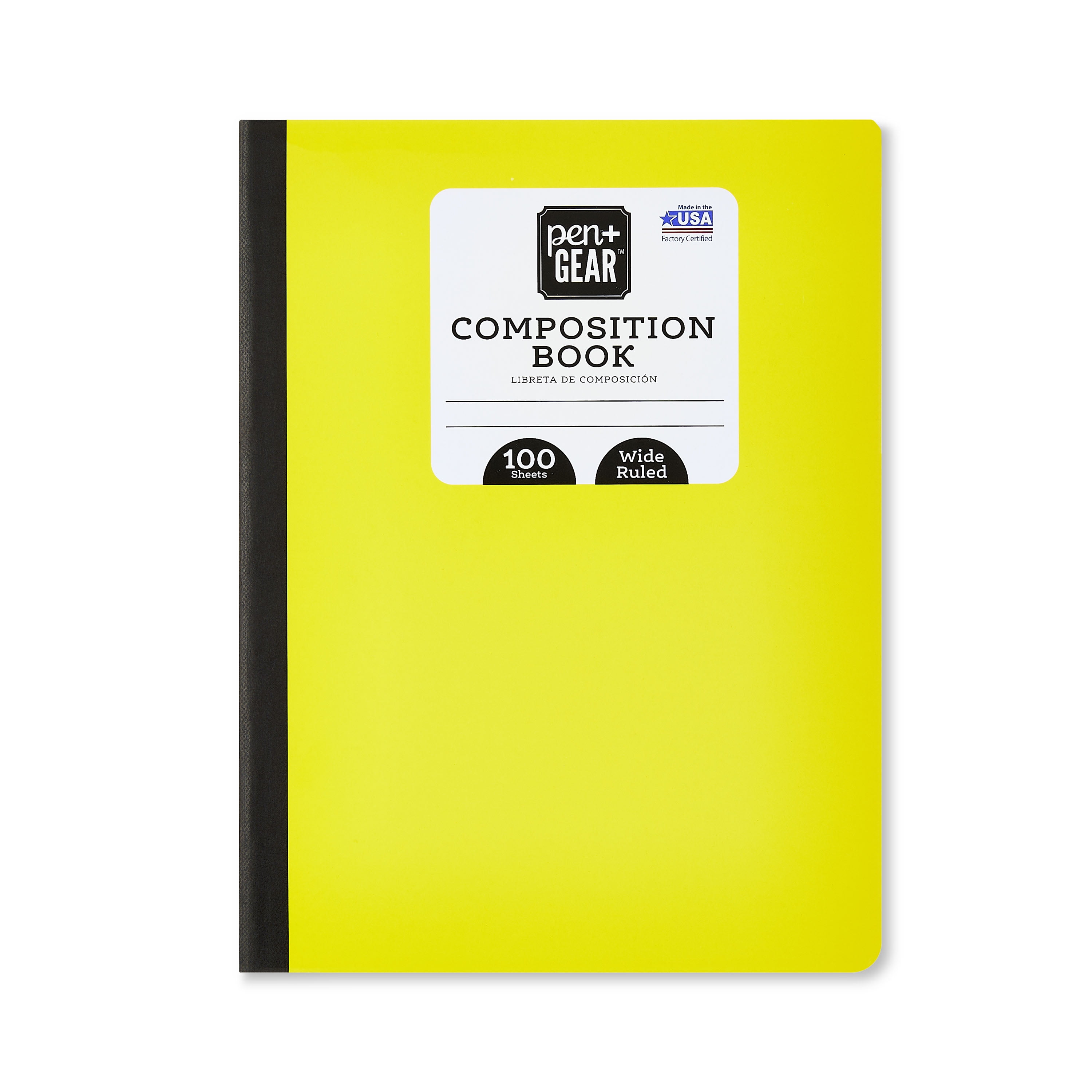 Pen+Gear Wide Ruled Composition Book, 7.5" x 9.75", Yellow, 100 Sheets ...