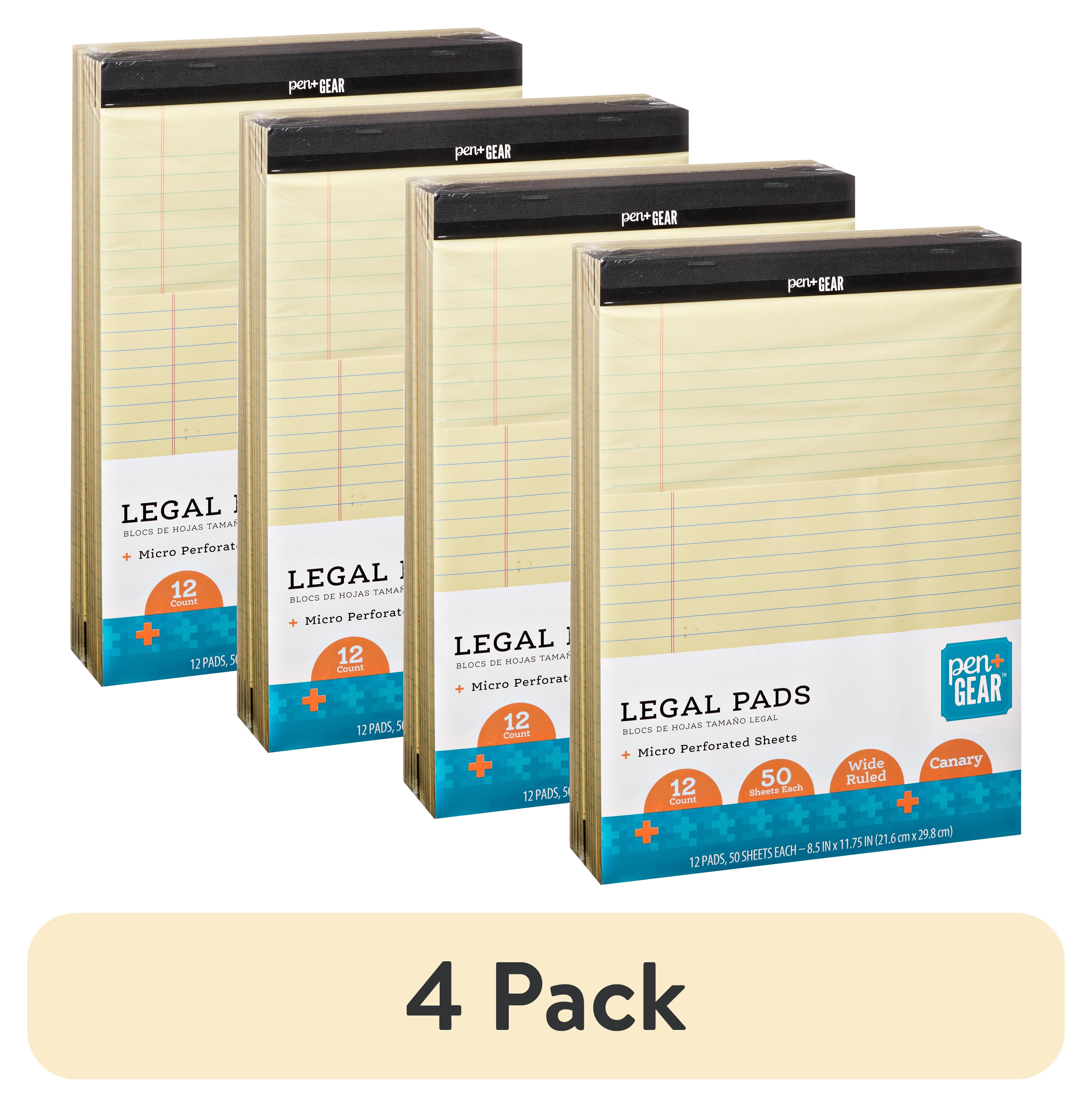 (4 pack) Pen + Gear Wide Ruled Legal Pads, 8.5"x11", Canary Paper, 50 ...