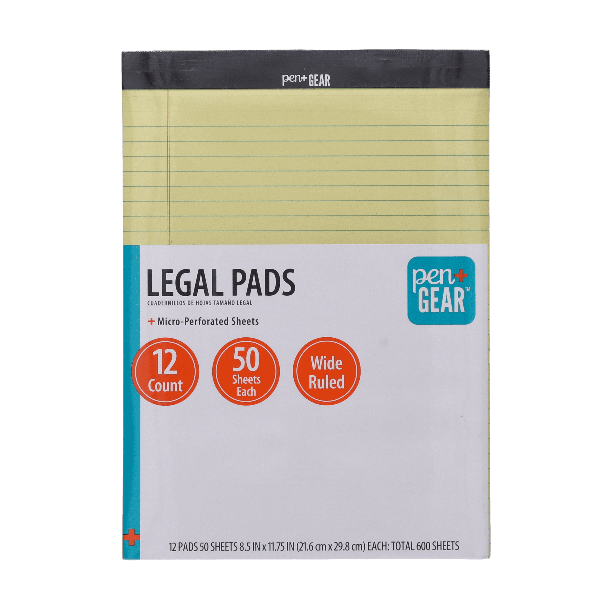 Pen + Gear Wide Ruled Legal Pads, 8.5"x11", Canary Paper, 50 Sheets, 12 ...