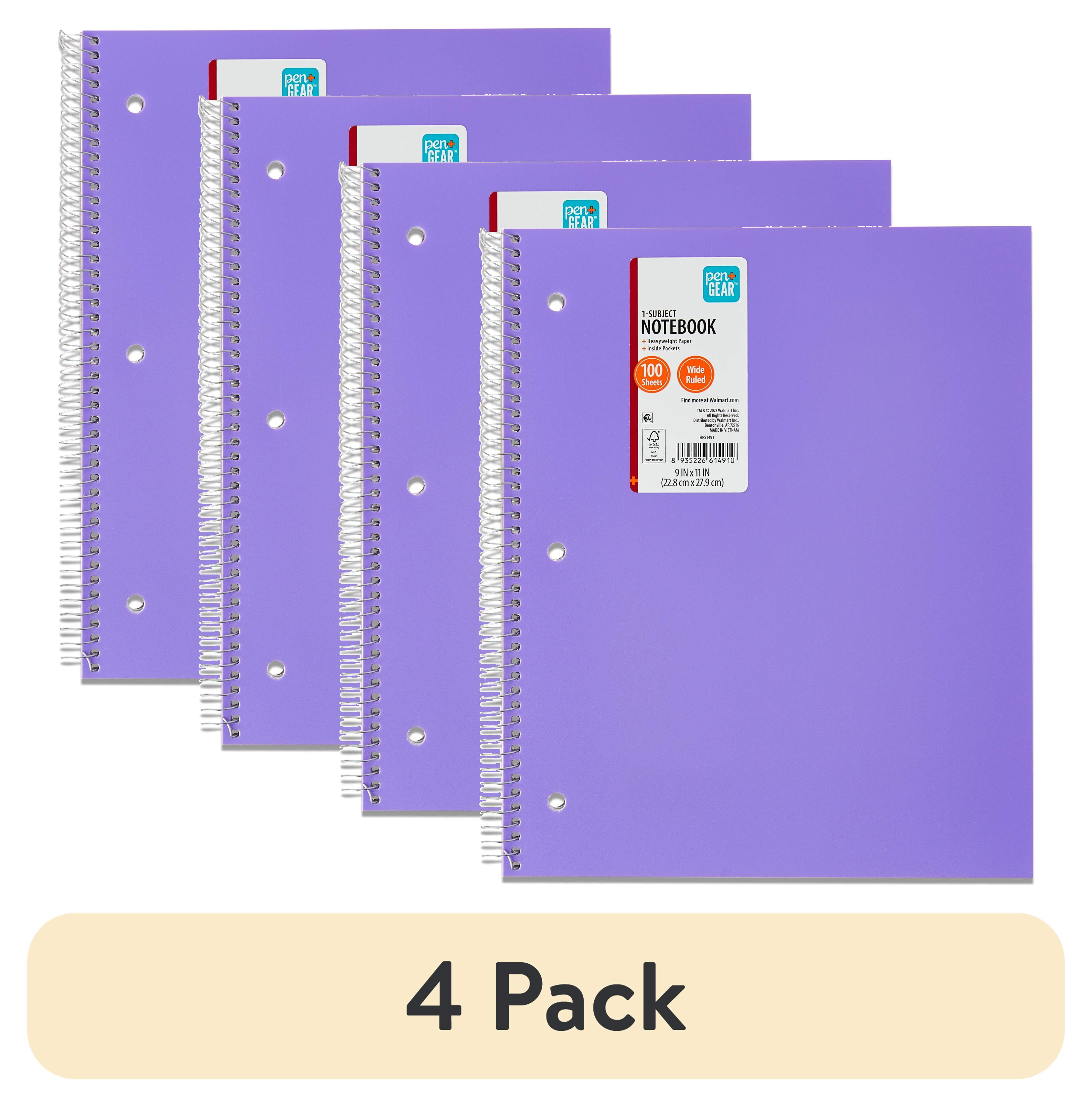 (4 pack) Pen + Gear Wide Ruled Poly 1-Subject Notebook with Inside ...