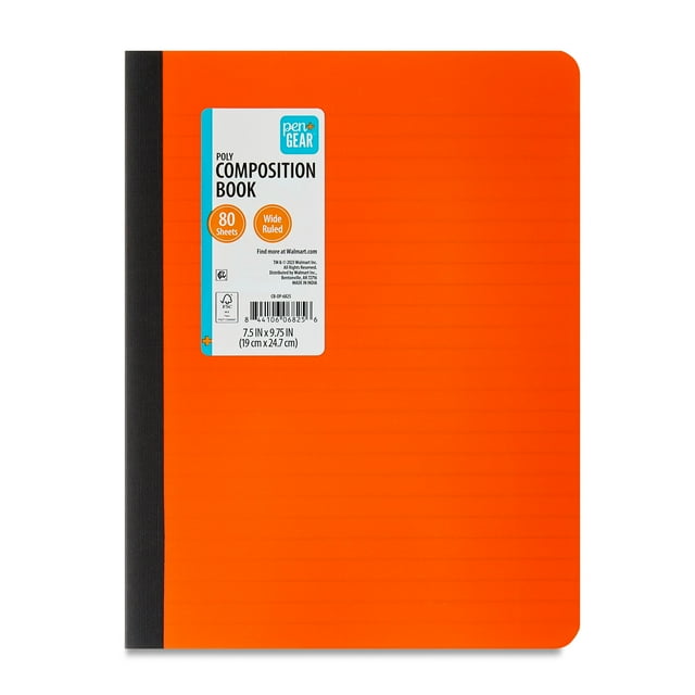 Pen+Gear Wide Ruled Poly Composition Notebook, 9.75" x 7.5", Orange, 80 ...