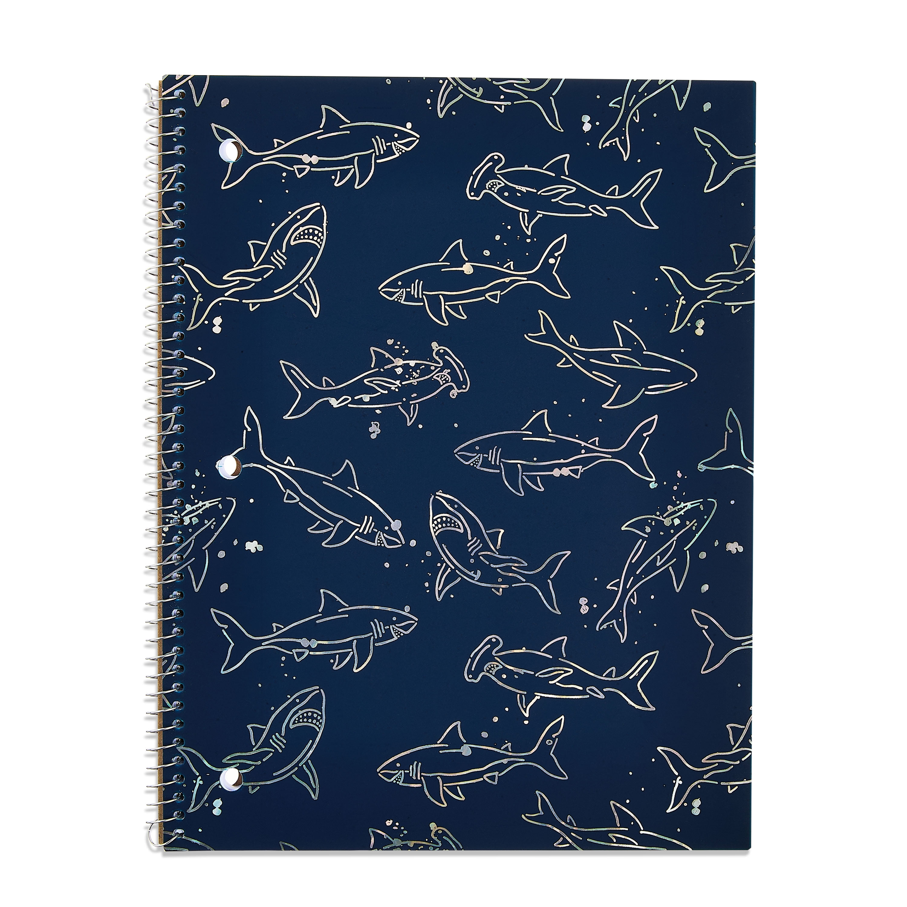 Pen + Gear Wide Ruled Poly Notebook, 8" x 10.5", Blue Sharks, 80 Sheets ...