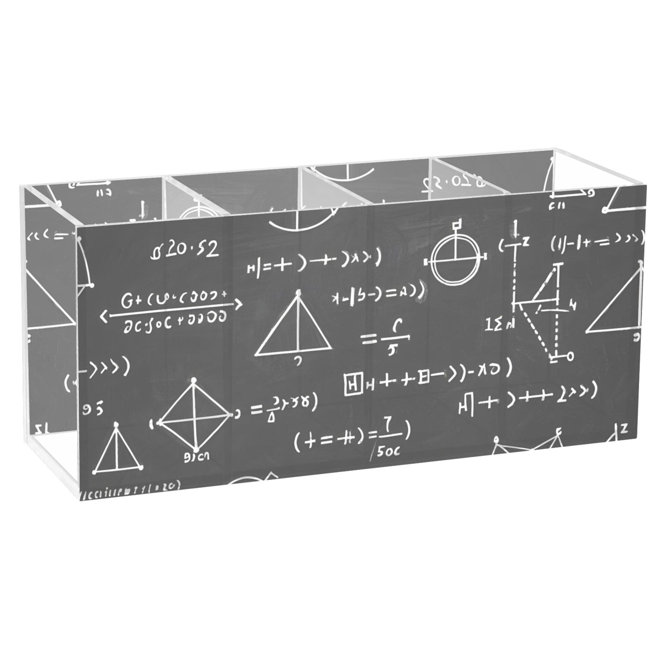 Pen Holder 4 Compartments Acrylic Pencil Cup Desktop Makeup Organizer ...