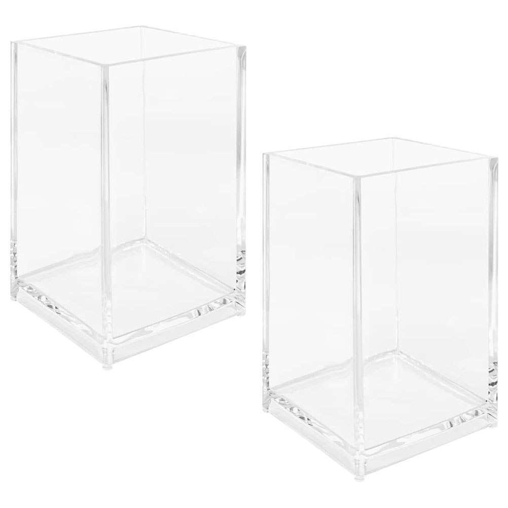 Pen Holder Clear Acrylic Holders 2 Pcs Desk Storage Shelves Brush ...