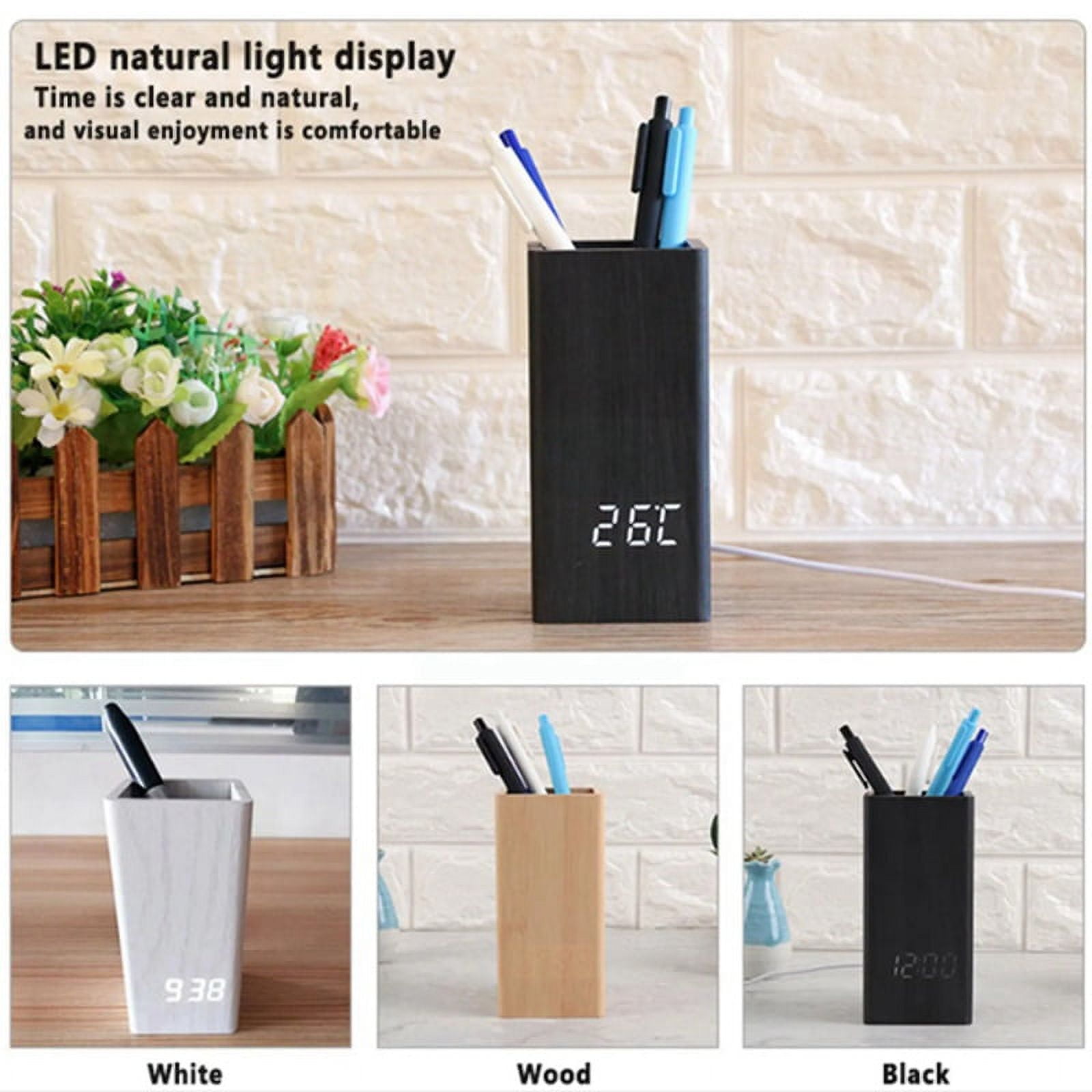 Pen Holder Clock LED Electronic Clock Desktop Pen Holder Student ...