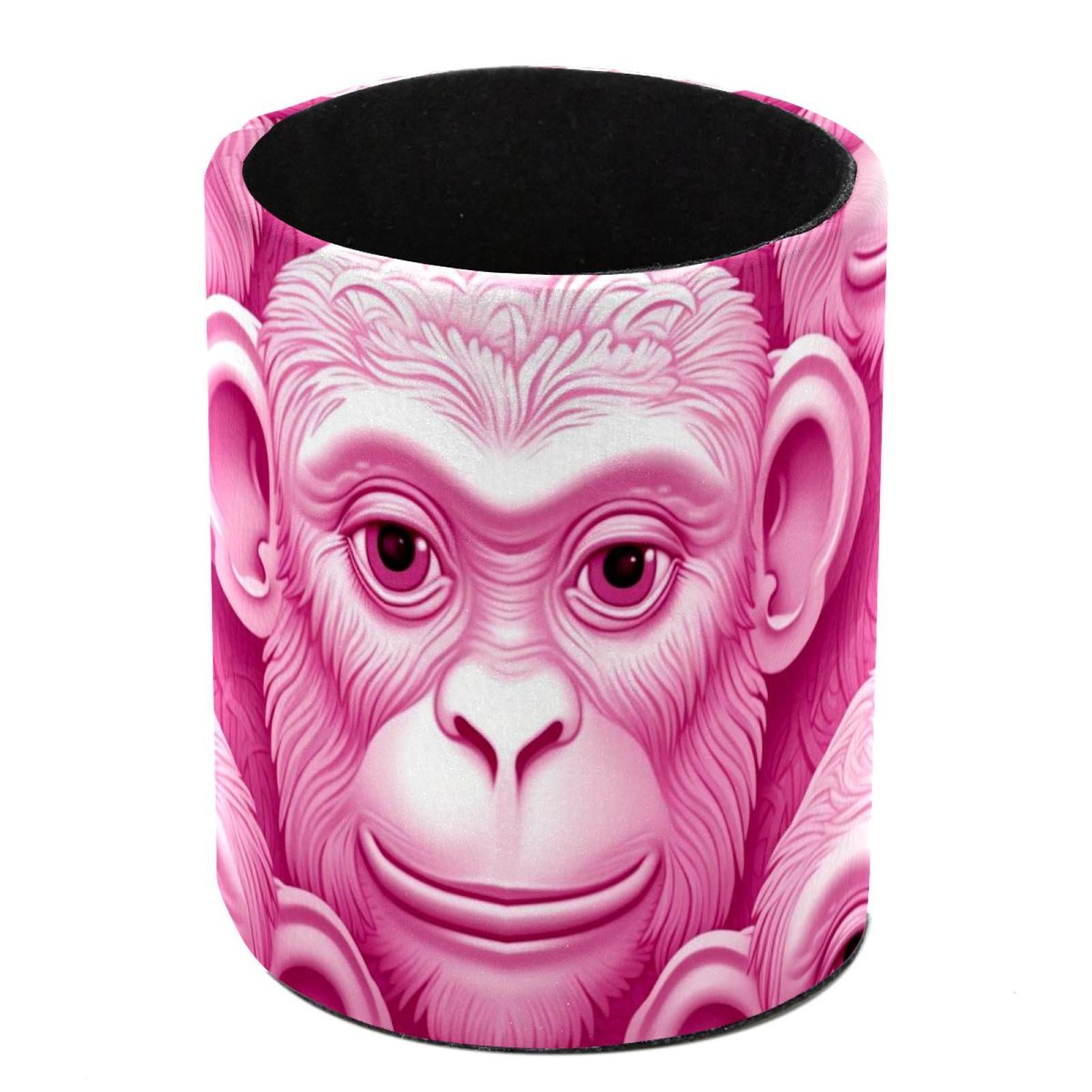 Pen Holder Cup Pencil Cup Holder for Office Pink Monkey Orangutan Desk ...