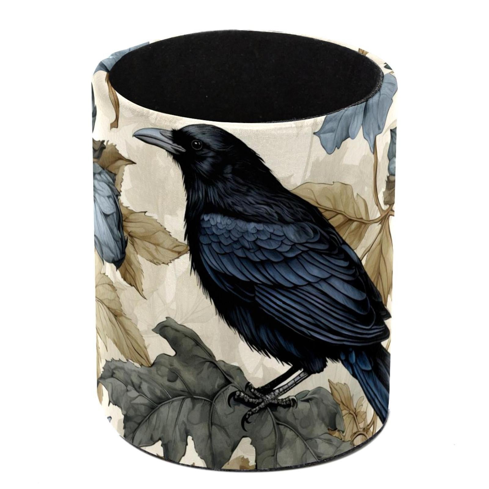 Pen Holder Cup for Desk, Crow Pencil Cup Holder for Desk Office Pen ...