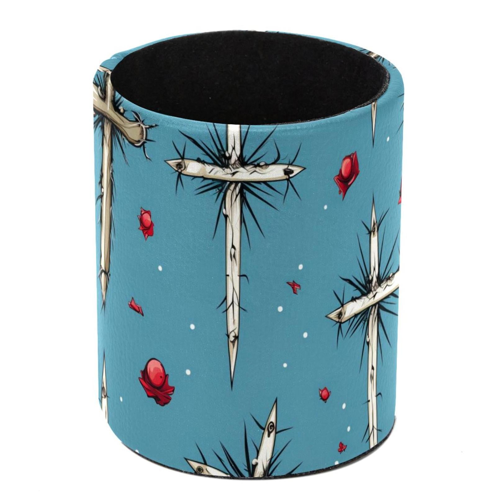 Pen Holder Cup for Desk, Easter Cross Pencil Cup Holder for Desk Office ...