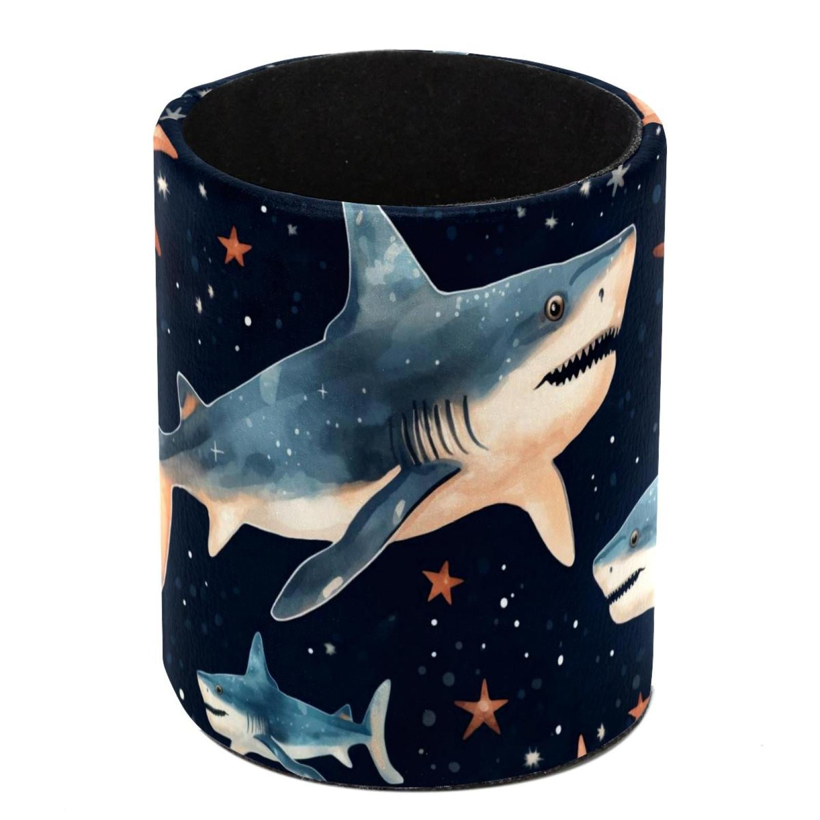 Pen Holder Cup for Desk, Starry Sky Shark Pencil Cup Holder for Desk ...