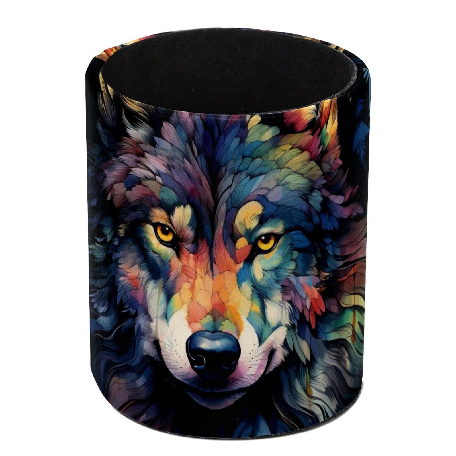 Pen Holder Cup for Desk, Wolf Pencil Cup Holder for Desk Office Pen ...