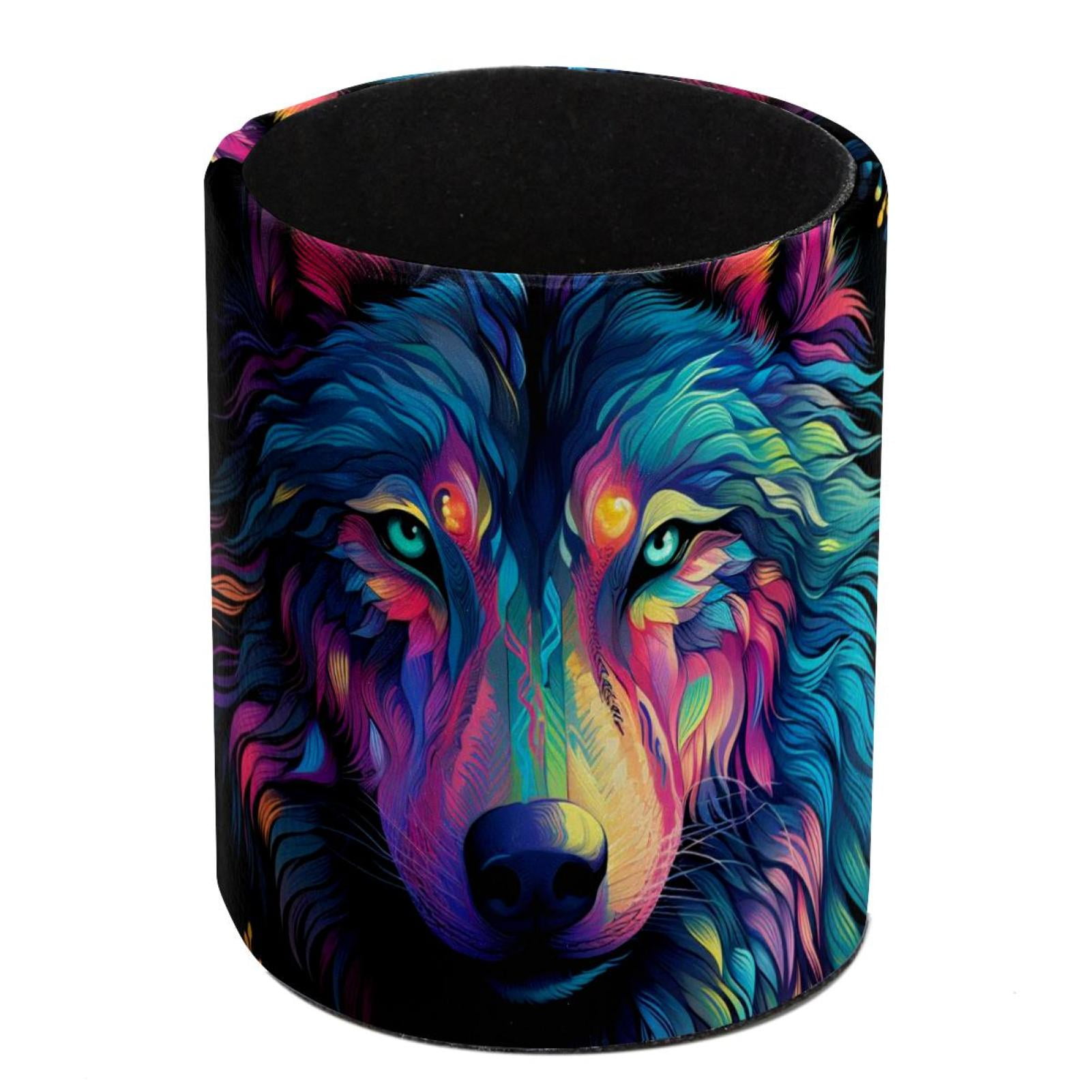Pen Holder Cup for Desk, Wolf Pencil Cup Holder for Desk Office Pen ...