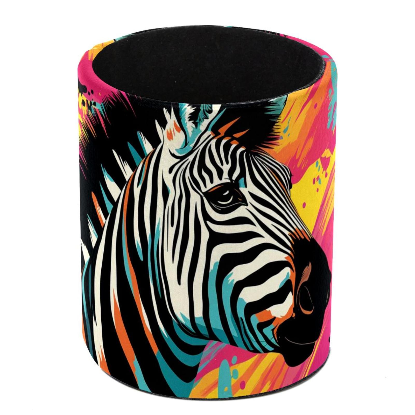 Pen Holder Cup for Desk, Zebra Pencil Cup Holder for Desk Office Pen ...