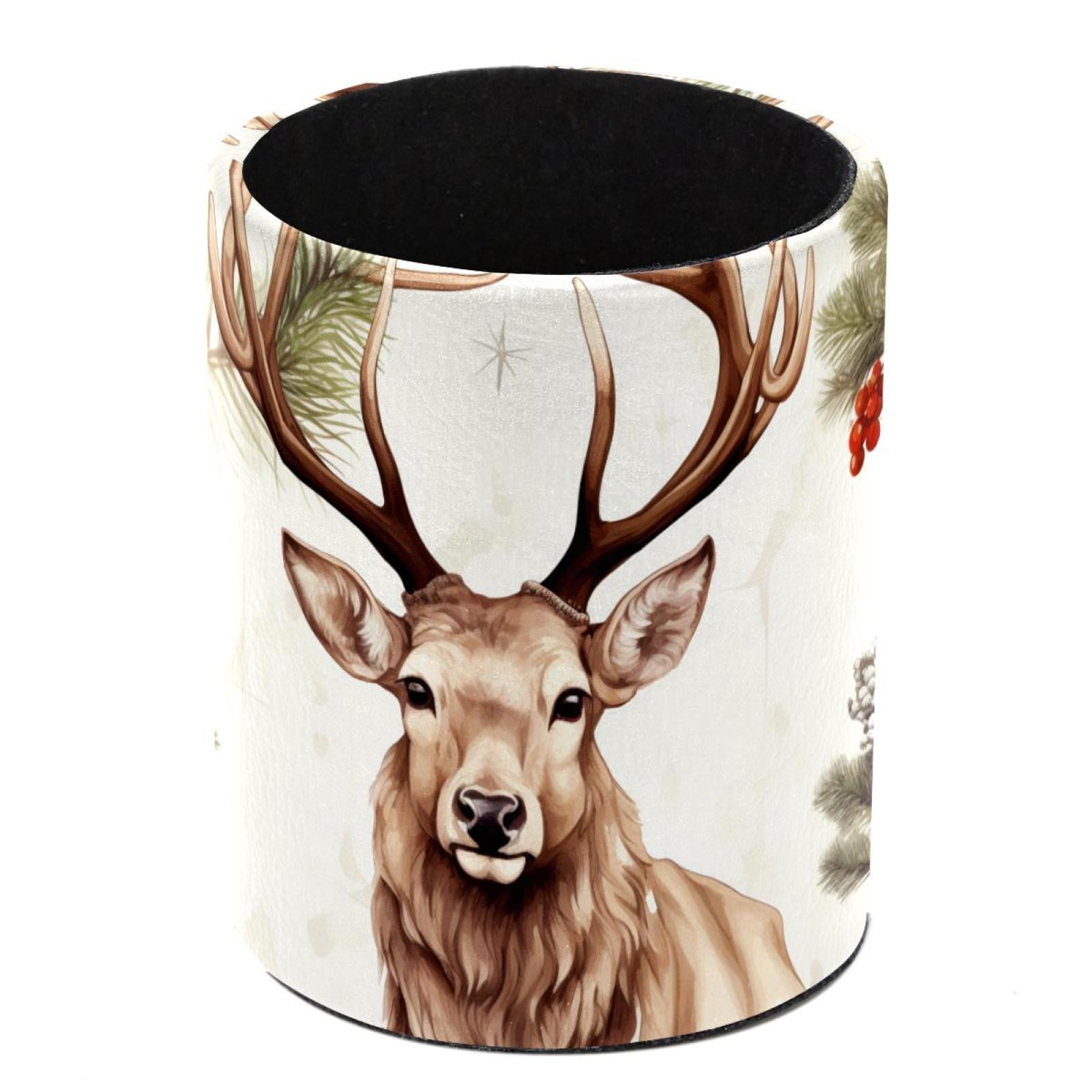 Pen Holder for Desk, Christmas Elk Pencil Holder Pen Cup Marker Holder ...