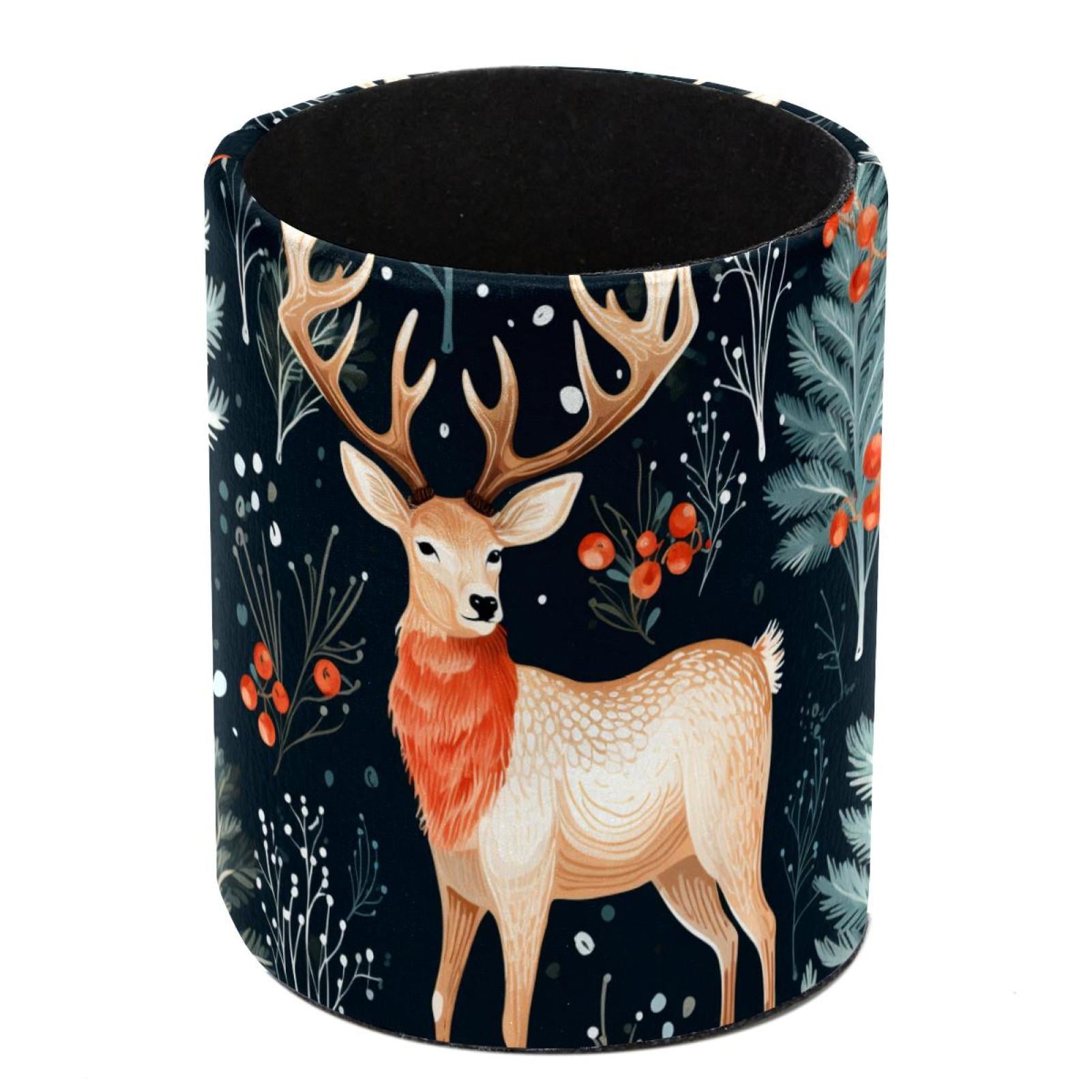 Pen Holder for Desk, Christmas Elk Pencil Holder Pen Cup Marker Holder ...