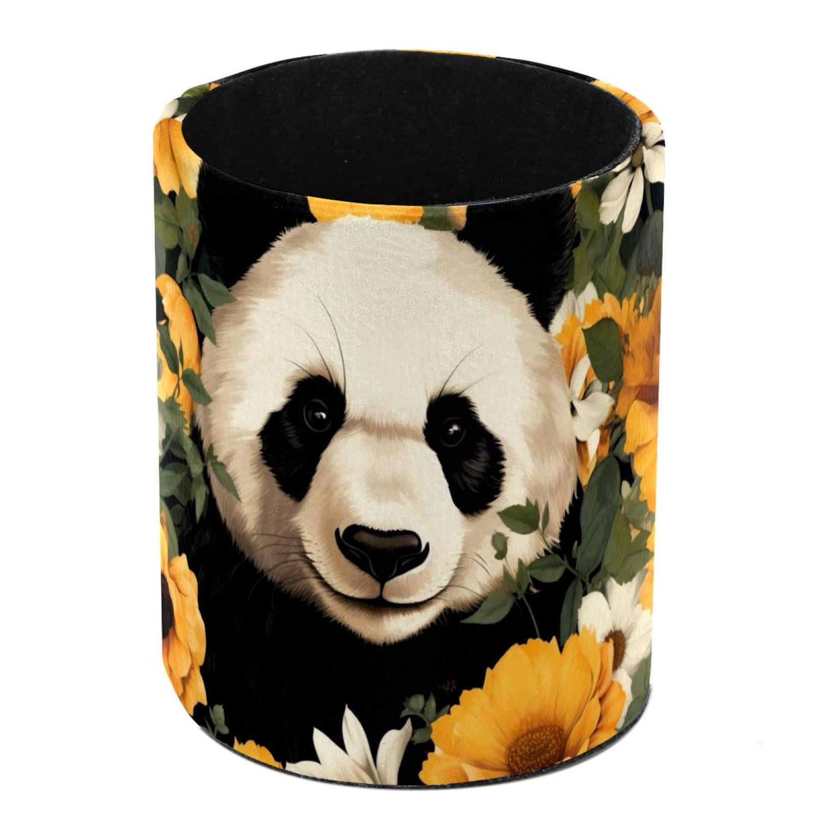 Pen Holder for Desk PVC Leather Pencil Cup Stand Round Desktop Pen ...