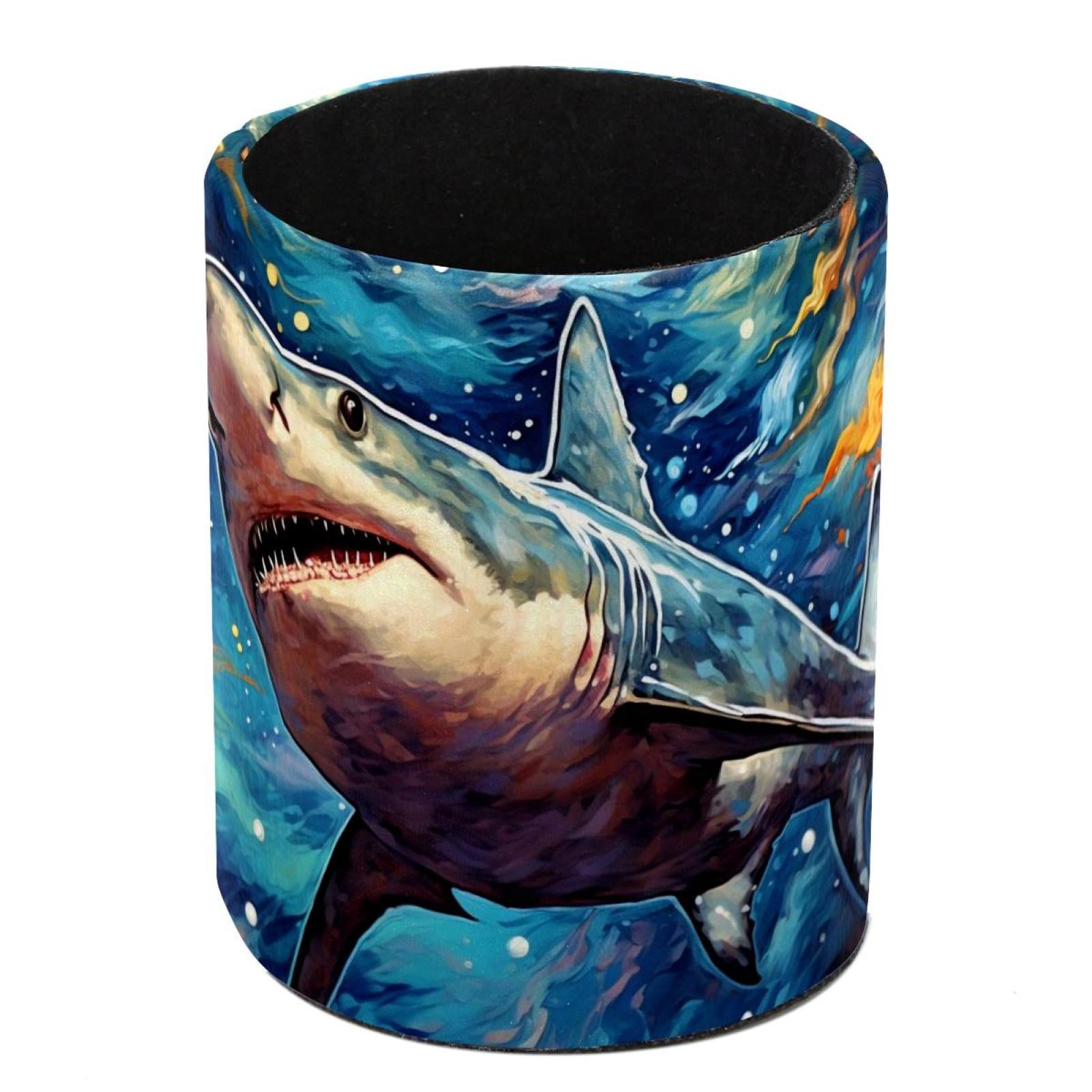 Pen Holder for Desk, Starry Sky Shark Pencil Holder Pen Cup Marker ...