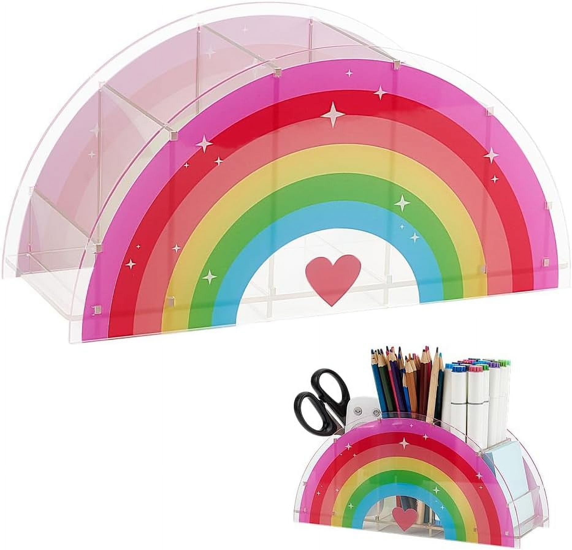 Pen Holder Rainbow Pencil Holder Acrylic Pen Organizer Brush Desktop ...