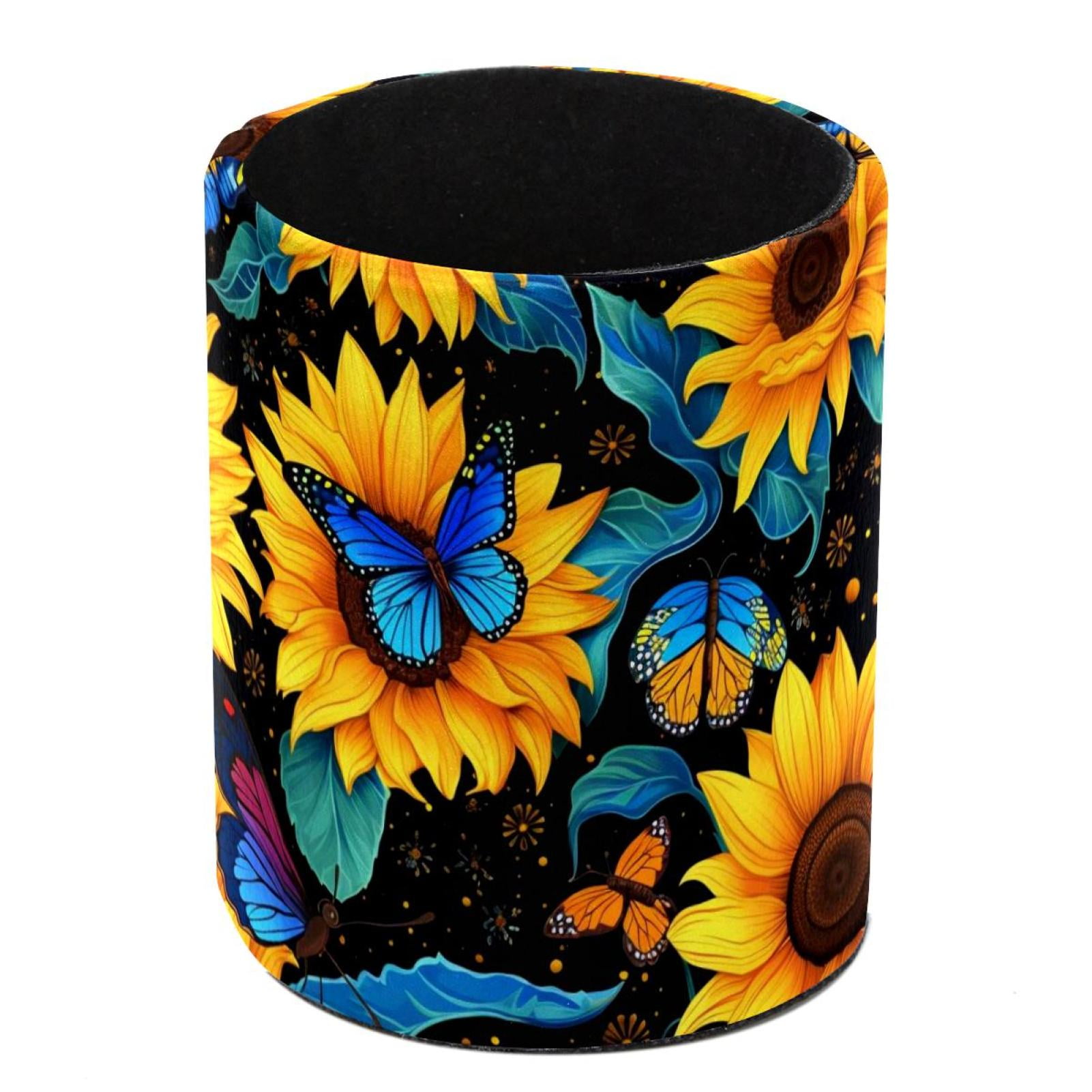 Pen Holder, Starry Night Sunflower Butterfly Pencil Holder for Desk ...