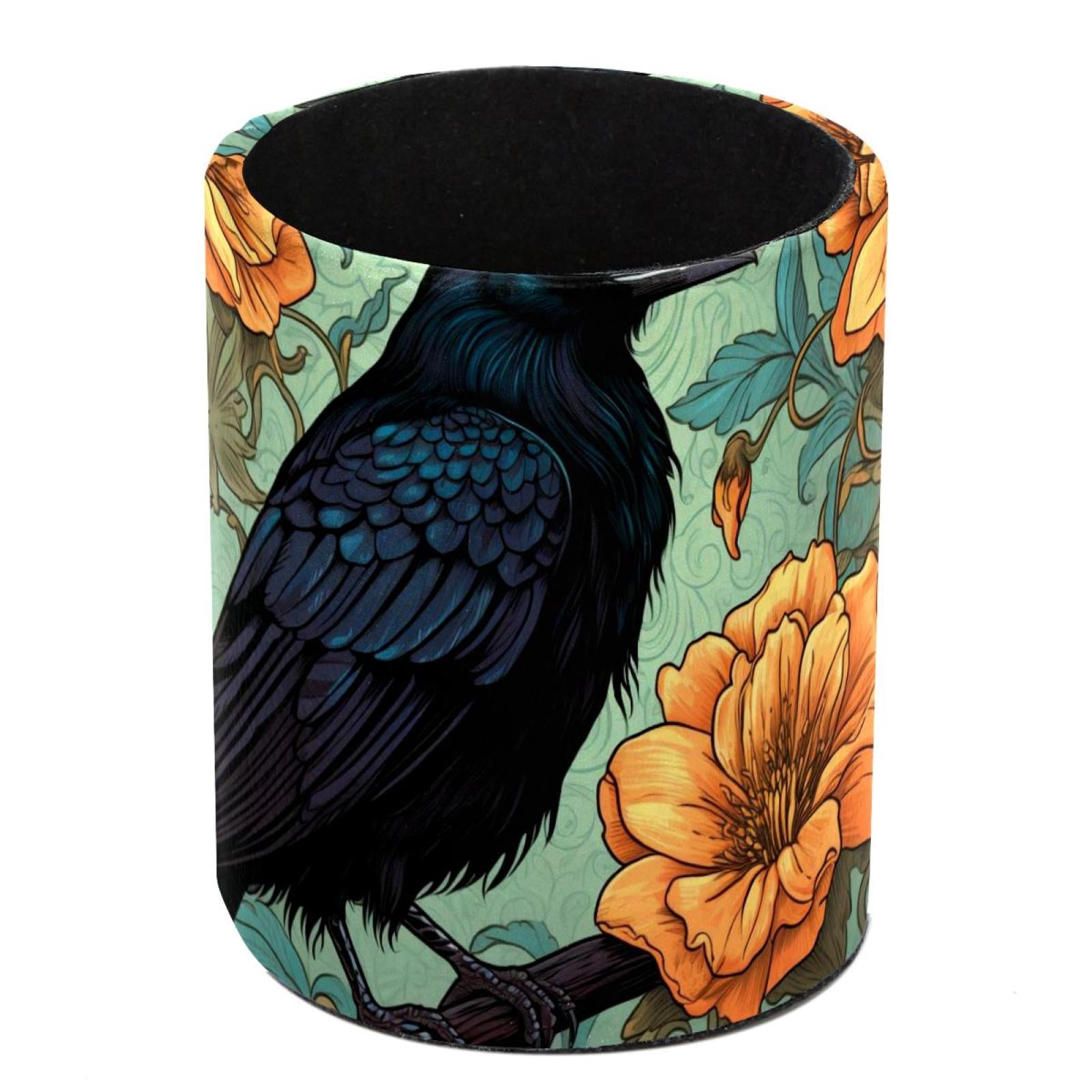 Pen Holder for Desk, Crow Pencil Holder Pen Cup Marker Holder Makeup ...