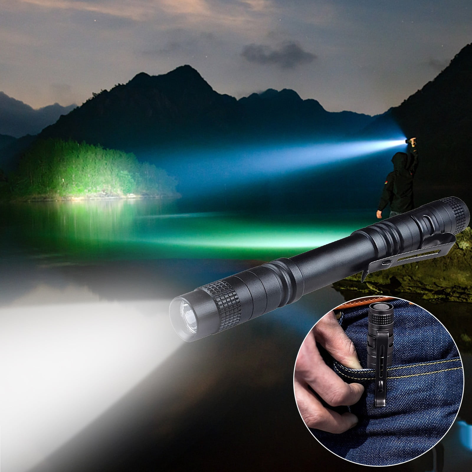 Pen Light, Mini LED Pen Flashlight with Clip Battery Powered Aluminum ...