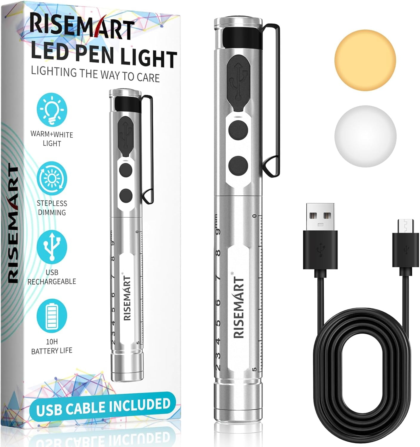 Pen Light for Nurse, Rechargeable LED Medical PenLight, Warm/Cool White ...