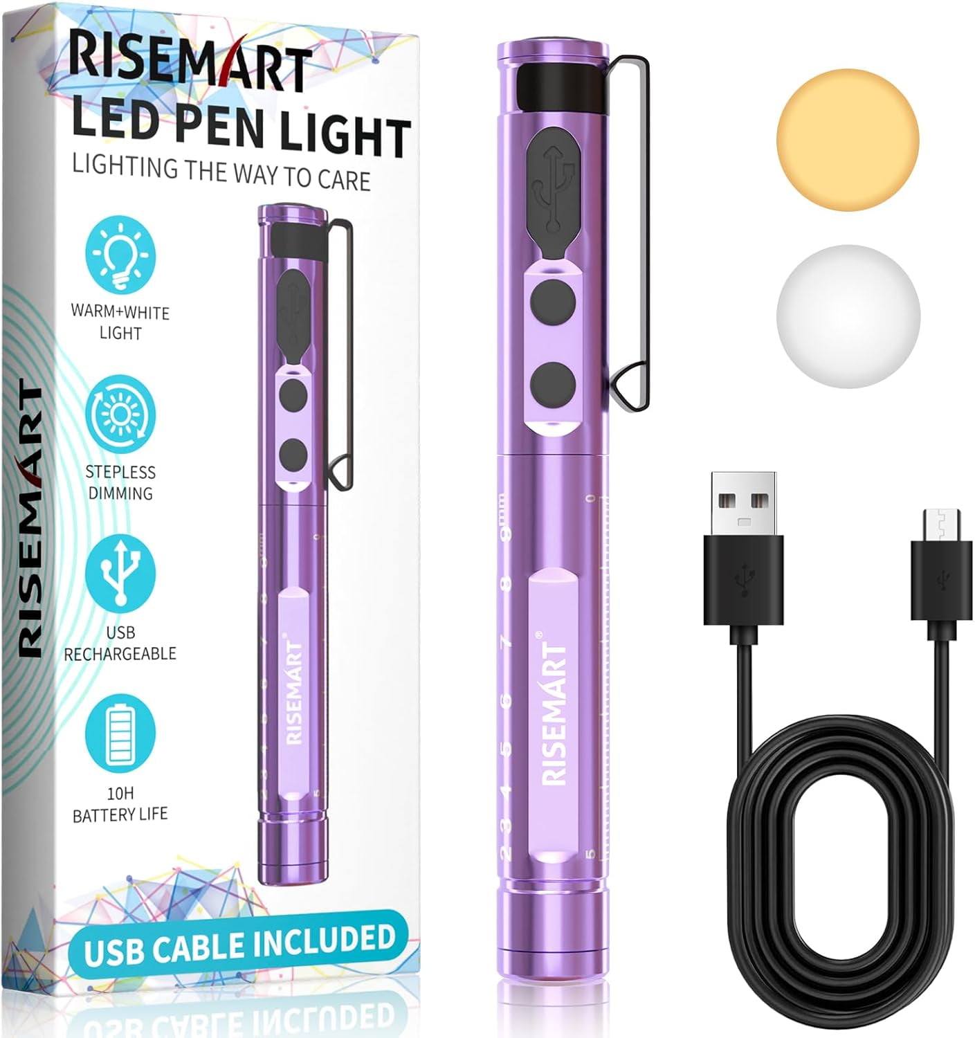 Pen Light for Nurse, Rechargeable LED Medical PenLight, Warm/Cool White ...