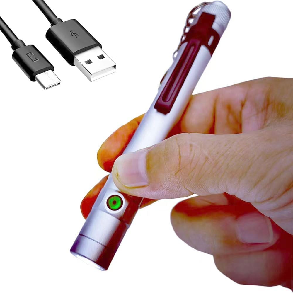 Pen Light Rechargeable EDC Pocket Flashlight with Clip Diffuser,Bright ...