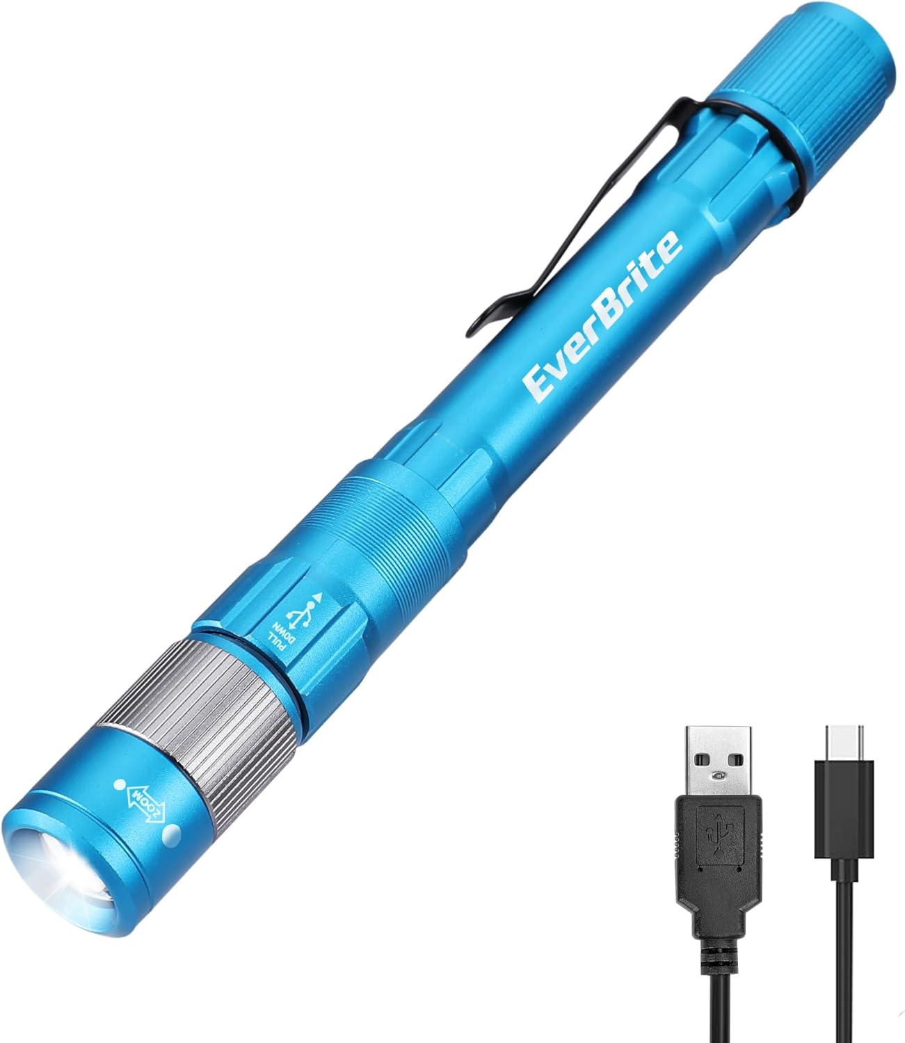 Pen Light, Rechargeable Pen Flashlights, 300 Lumens Zoomable LED Small ...