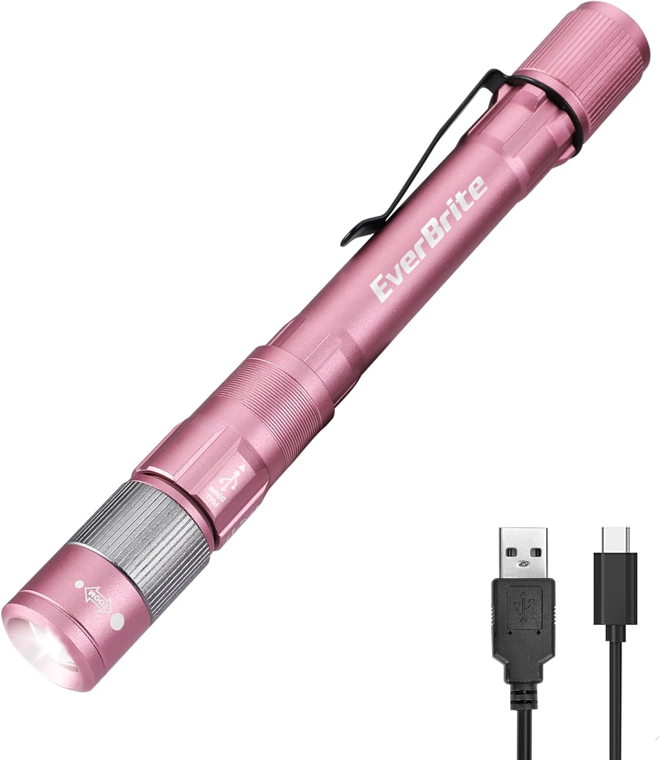Pen Light, Rechargeable Pen Flashlights, 300 Lumens Zoomable LED Small ...