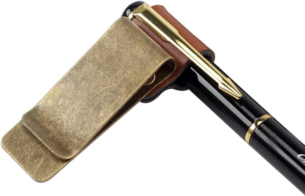 Pen Loop Retro Leather Traveler Notebook Pen Holder Invoice Clamp With ...