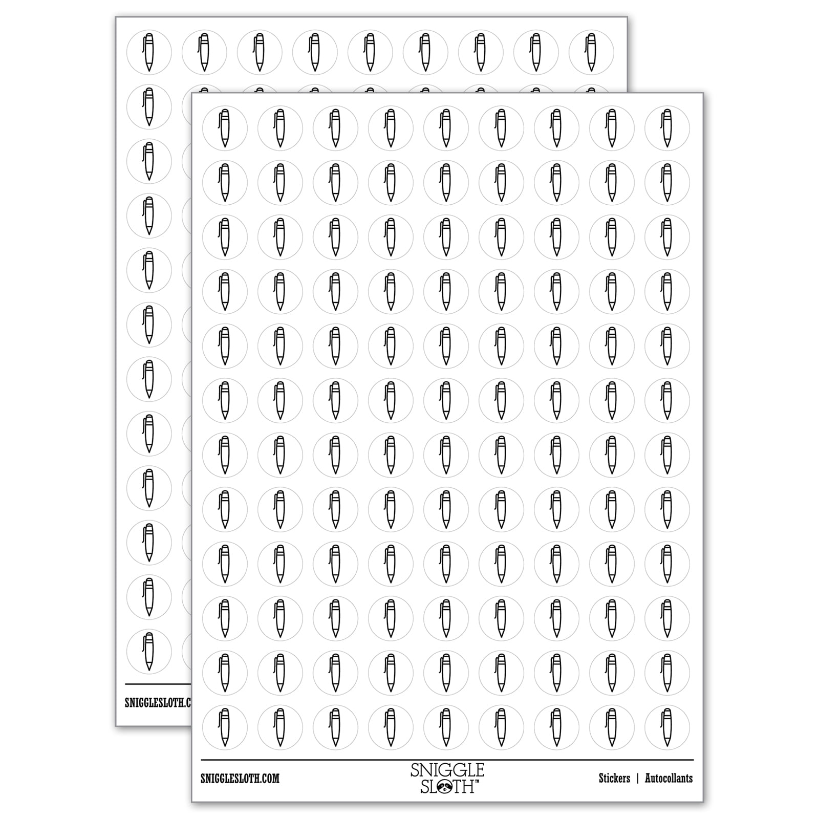 Pen Outline 200+ Round Stickers - White - Gloss Finish - 0.50" Size ...