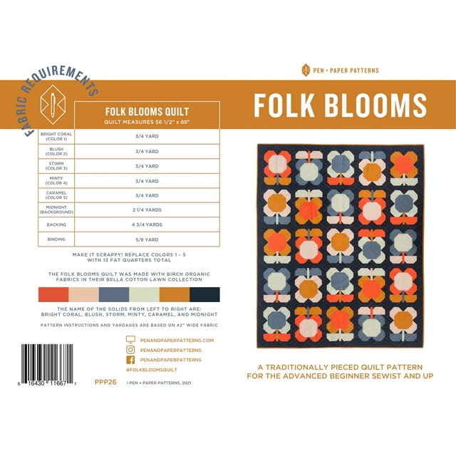 Pen & Paper Patterns Folk Blooms Quilt Pattern - Walmart.com
