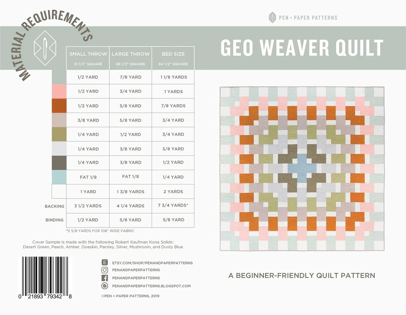 Pen & Paper Patterns Geo Weaver Quilt Pattern - Walmart.com