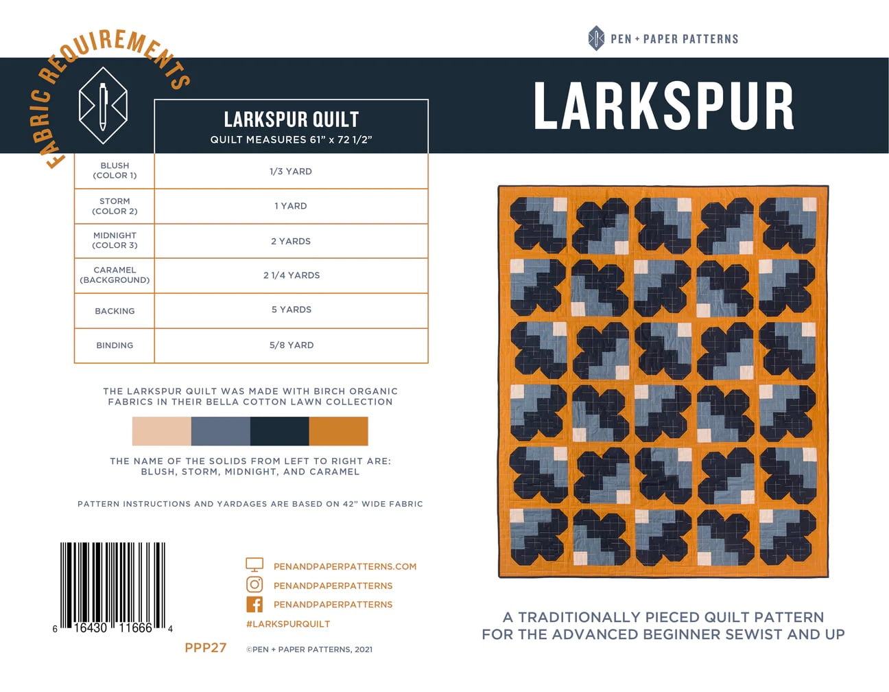 Pen & Paper Patterns Larkspur Quilt Pattern - Walmart.com