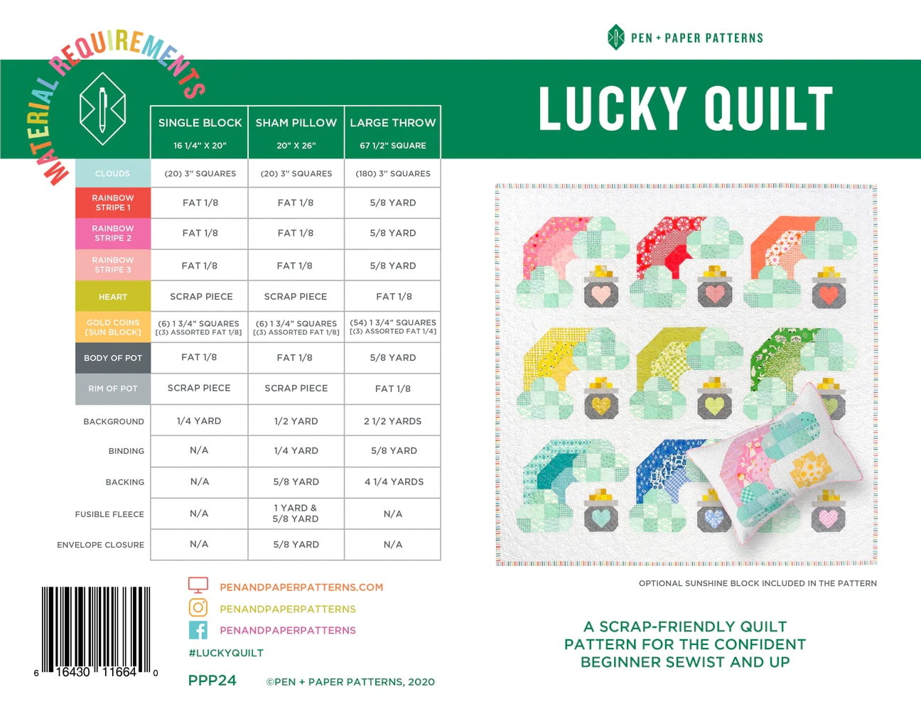 Pen & Paper Patterns Lucky Quilt Pattern - Walmart.com