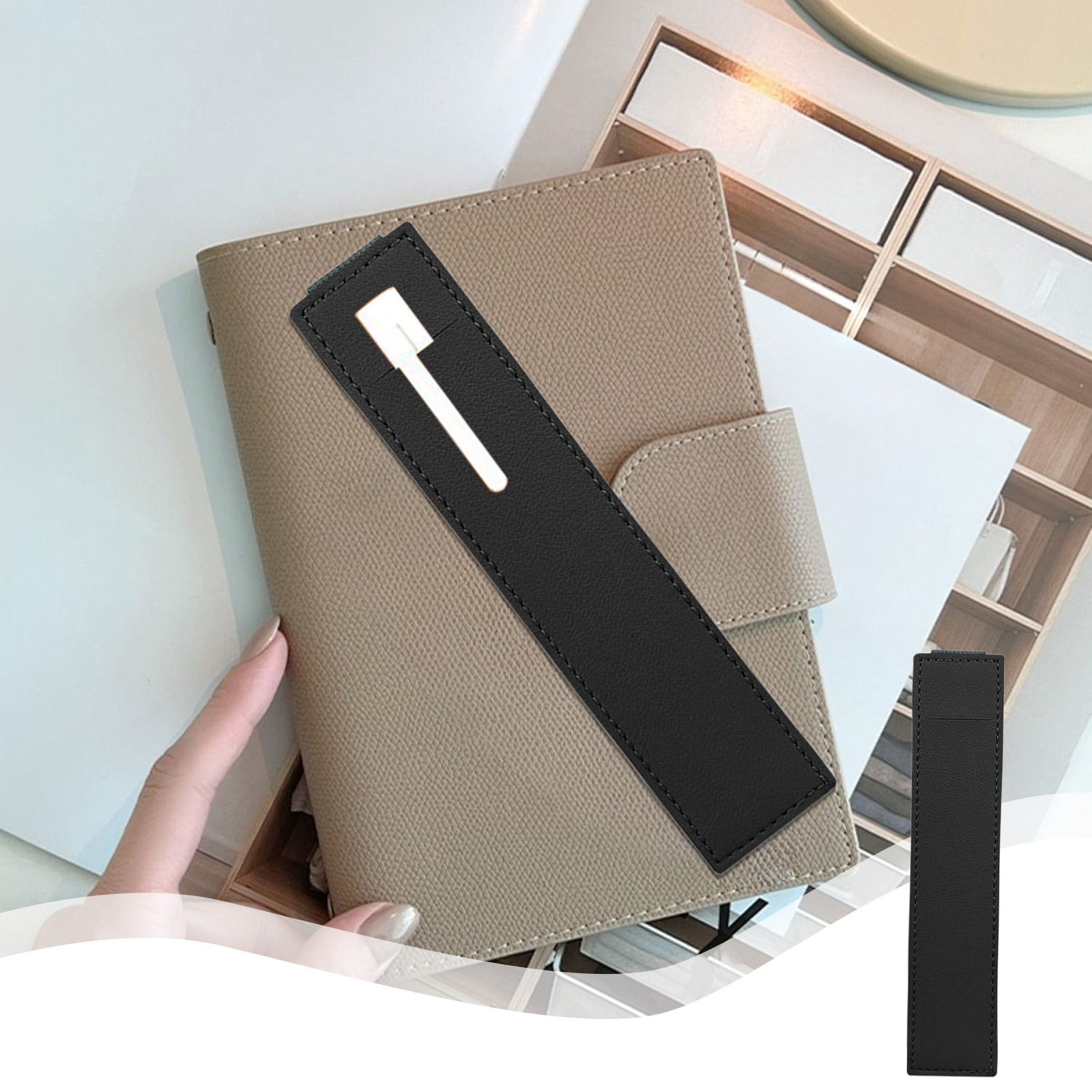 Pen Pocket For Notebook Adjustable Elastic Diary Pencil Pocket Leather ...