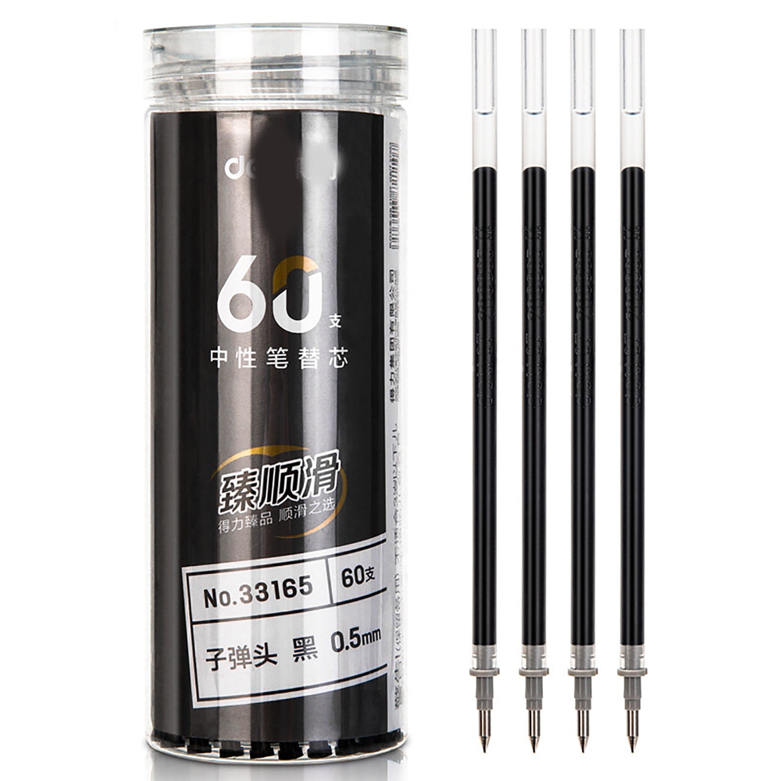 Pen - Replace The Refill - 60 Pieces Gel Ink Penrefills Replaceable Pensrefills 0.5Mm Blackink 5 ...