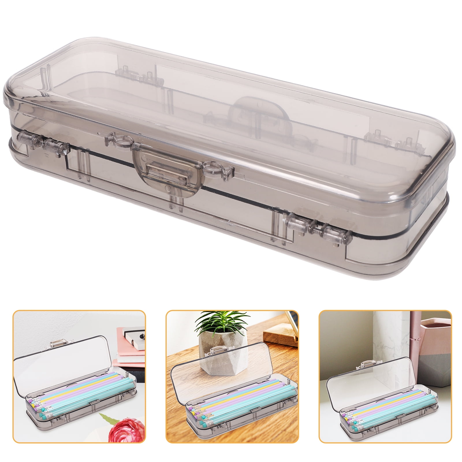 Pen Storage Container Plastic Case Carrying Stationery Box Lightweight ...