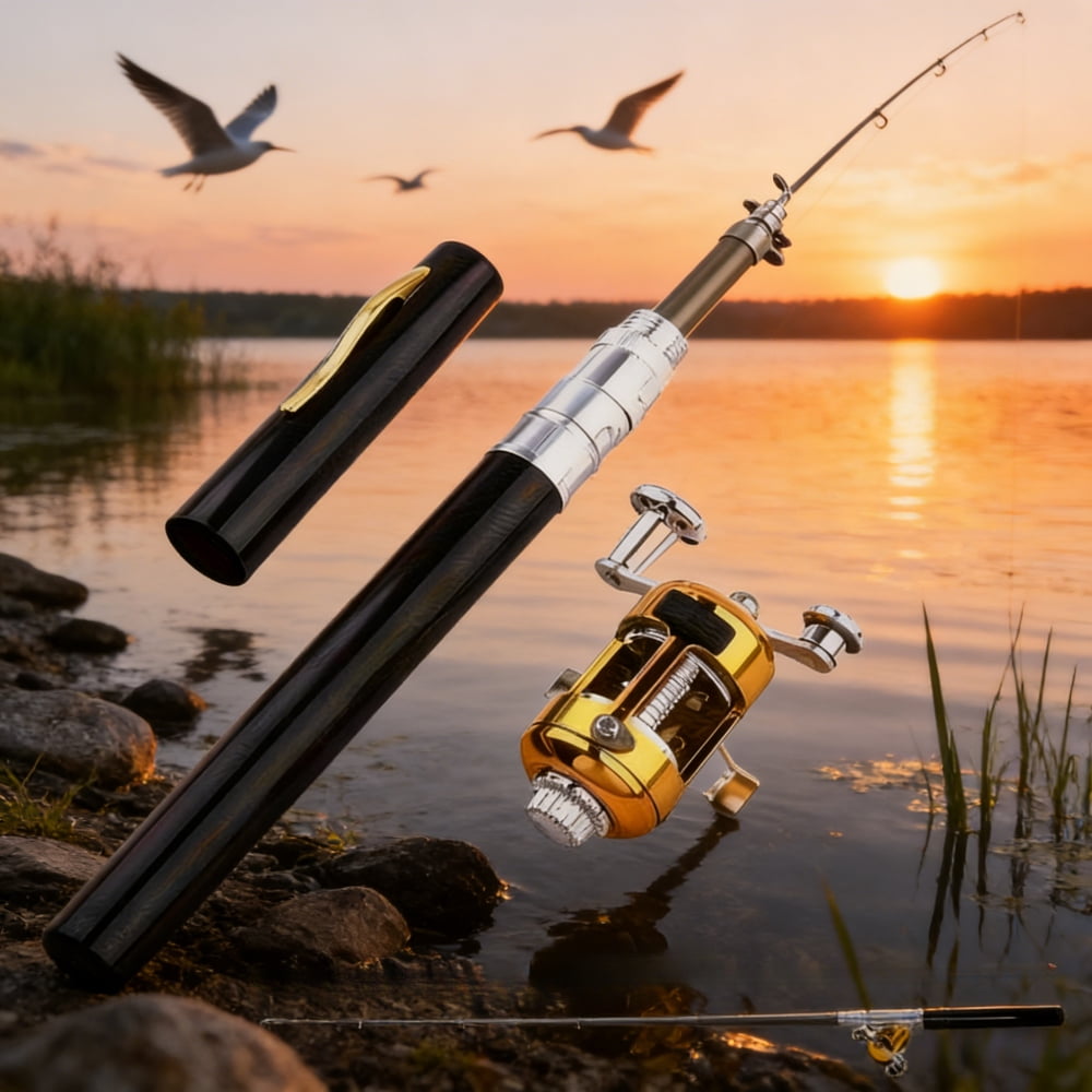 Pen-Style Telescopic Fishing Rod Reel Combo - High Hardness FRP, Anti ...
