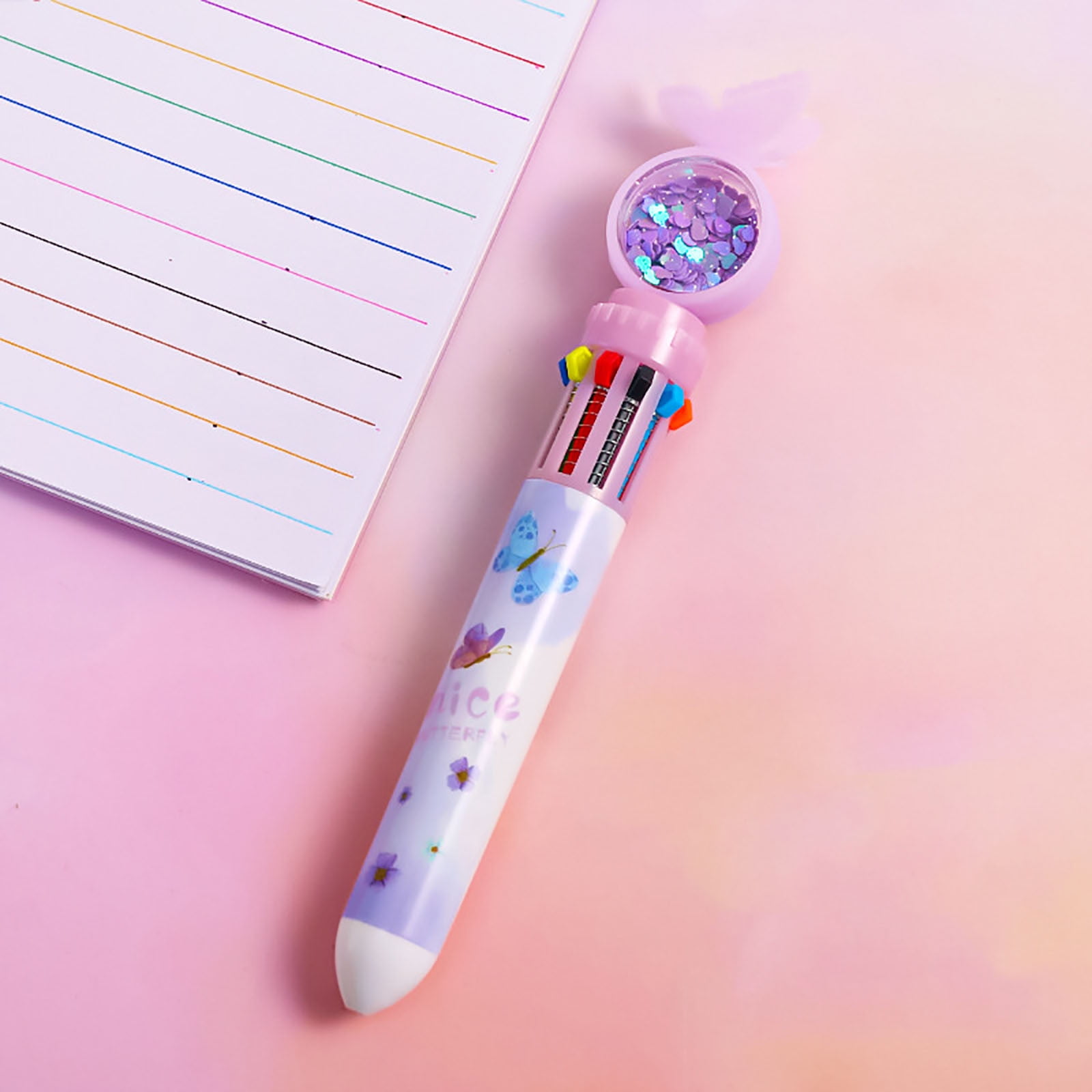 Pen With Multiple Ink Colors Ballpoint Pen Push Type 10color Allinone ...