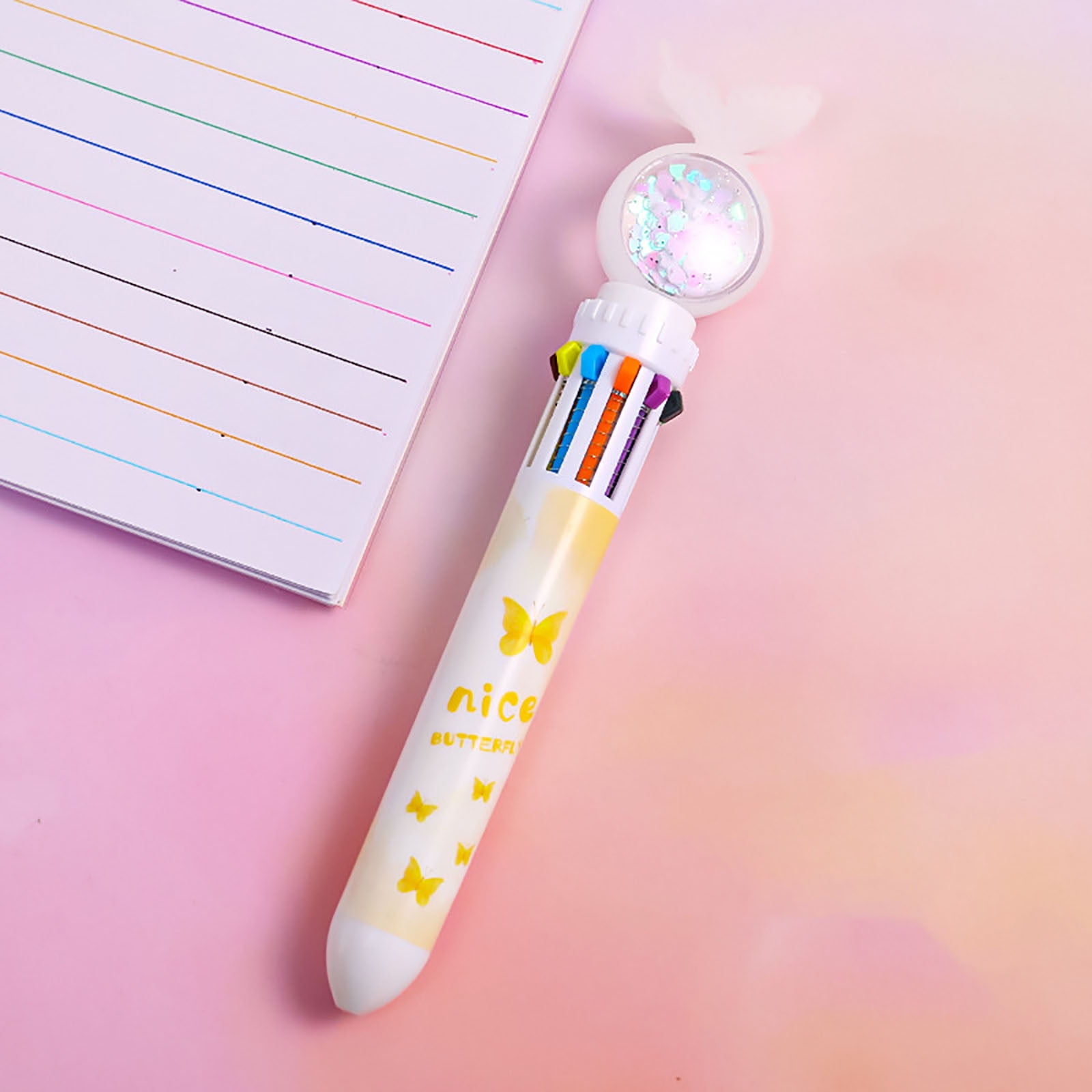 Pen With Multiple Ink Colors Ballpoint Pen Push Type 10color Allinone ...