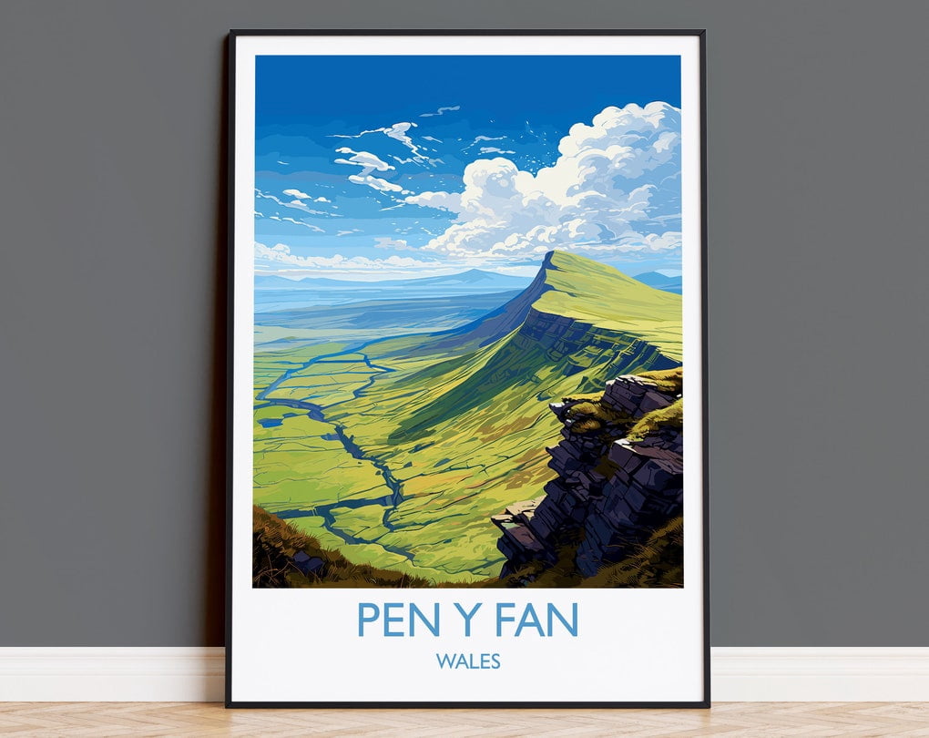 Pen Y Fan Travel Poster Wall Art, Pen Y Fan Travel Print, Wales, Brecon ...
