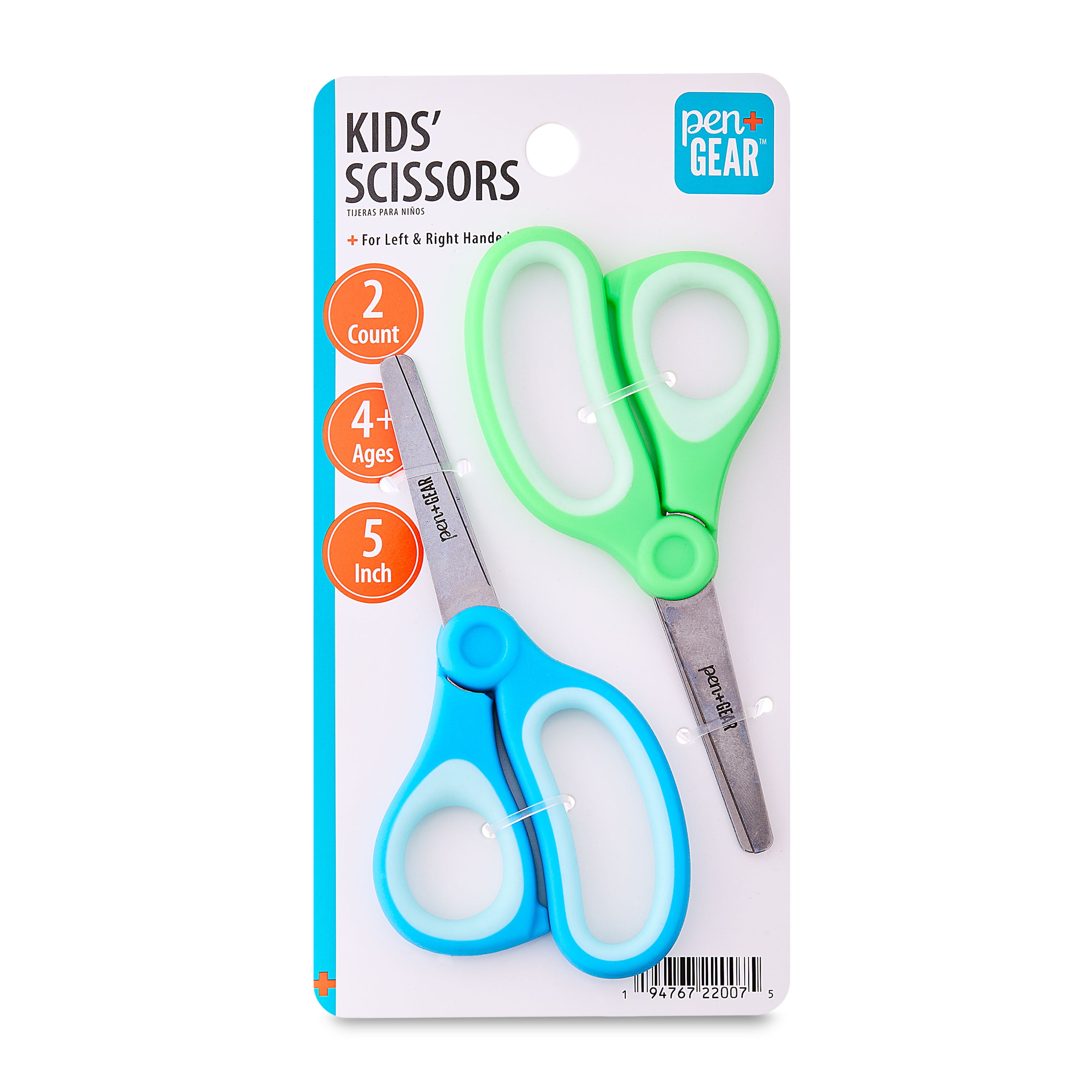 Pen+Gear Kids' Scissors, 5", Blue & Green, 2 Count - Walmart.com
