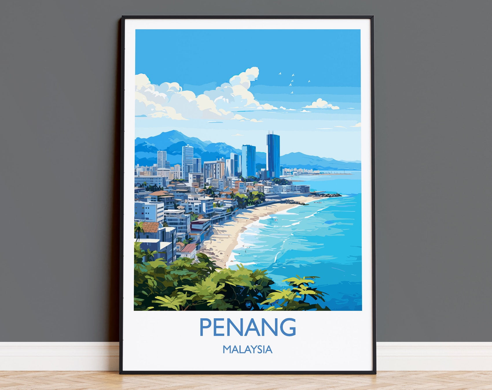 Penang Travel Print Wall Art, Travel Poster of Penang, Malaysia, Penang ...