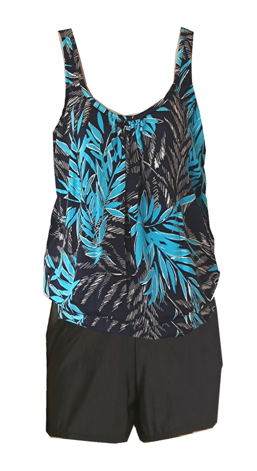 Penbrooke Palm Glitz 2-Piece Shirred Blouson Shortini Swimsuit ...